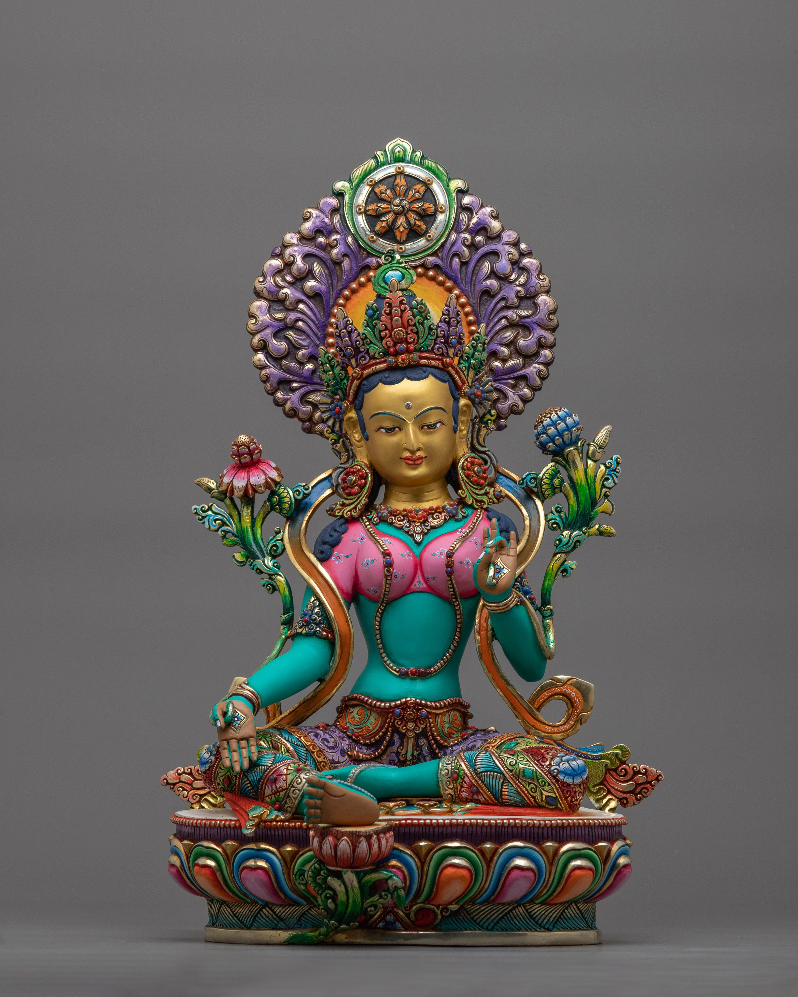 Colorful Diva Green Tara Statue | Radiate Spiritual Beauty