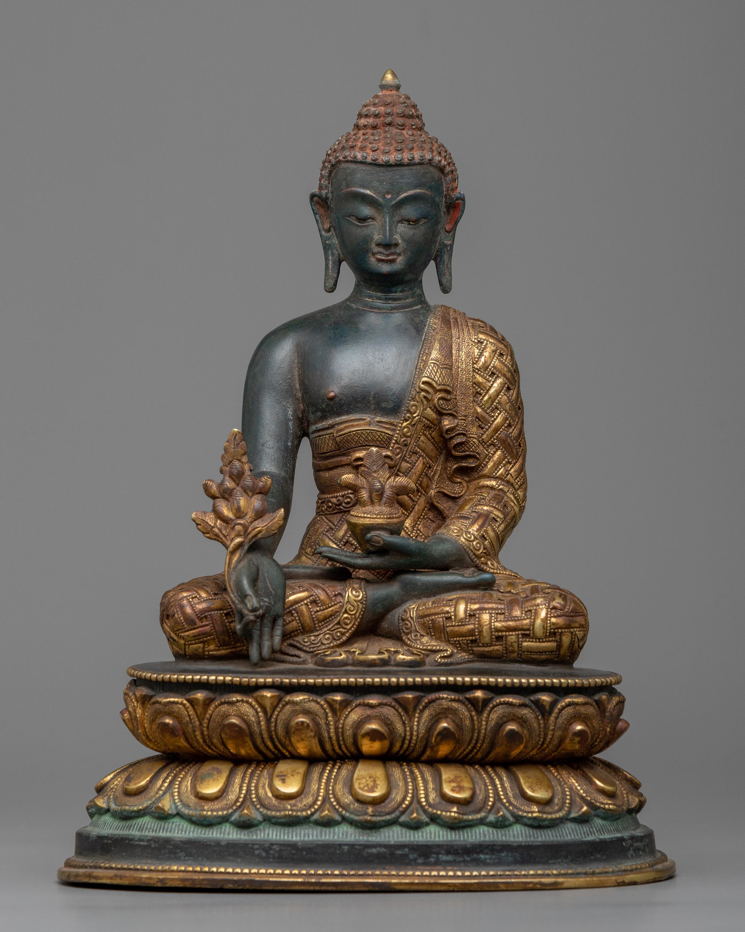 Medicine Buddha Antique Finish Statue | Traditionally Sculpted in Hima