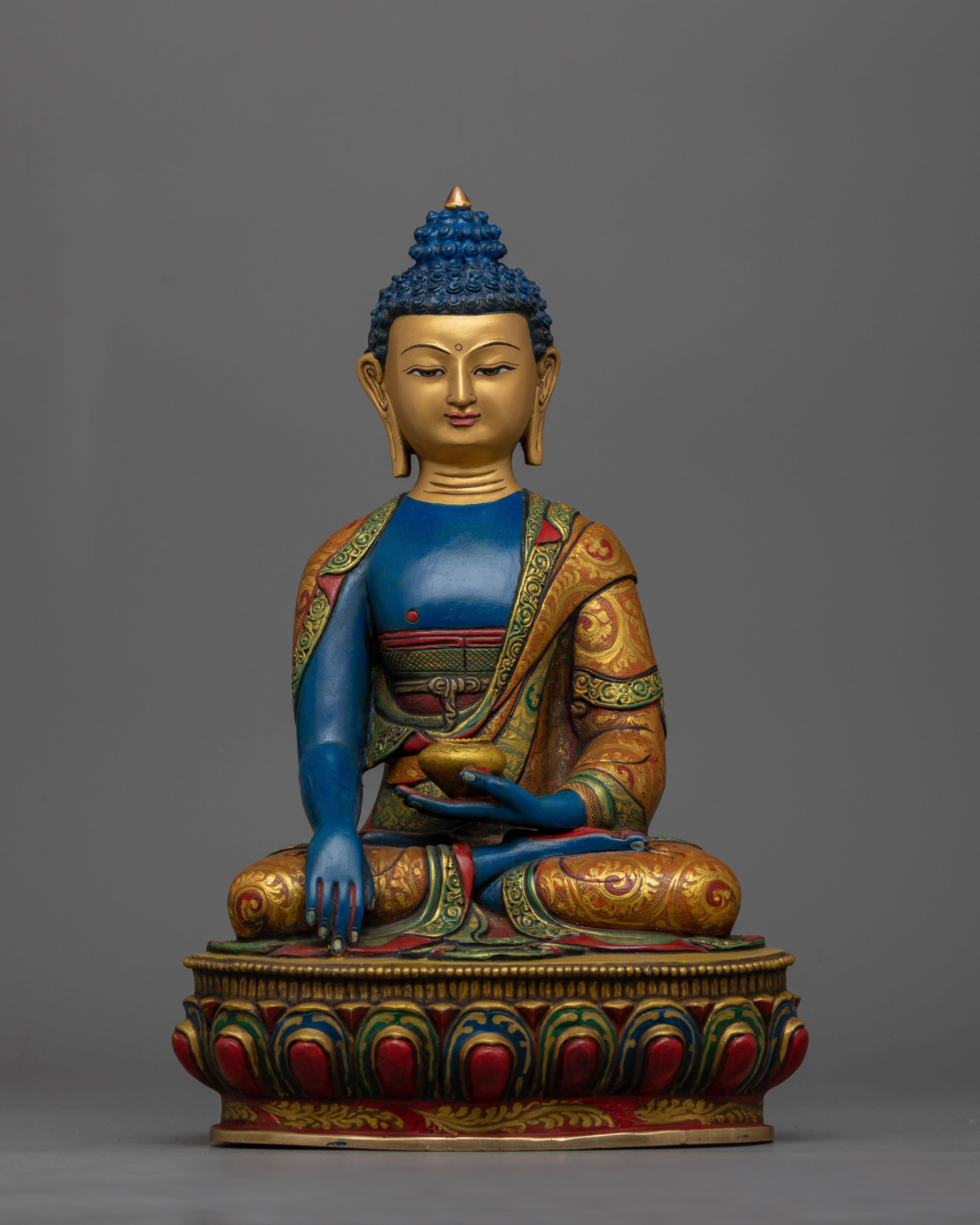 Blue-Hued Shakyamuni Buddha Statue | Serenity in Blue Sapphire Color