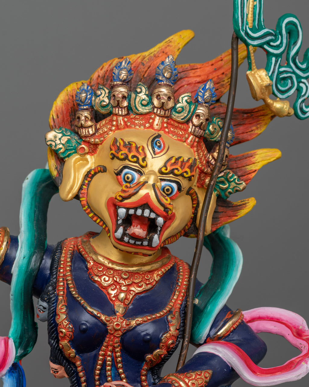 Simhamukha Yogini Buddhist Figurine | The Lion-Faced Dakini of Fierce