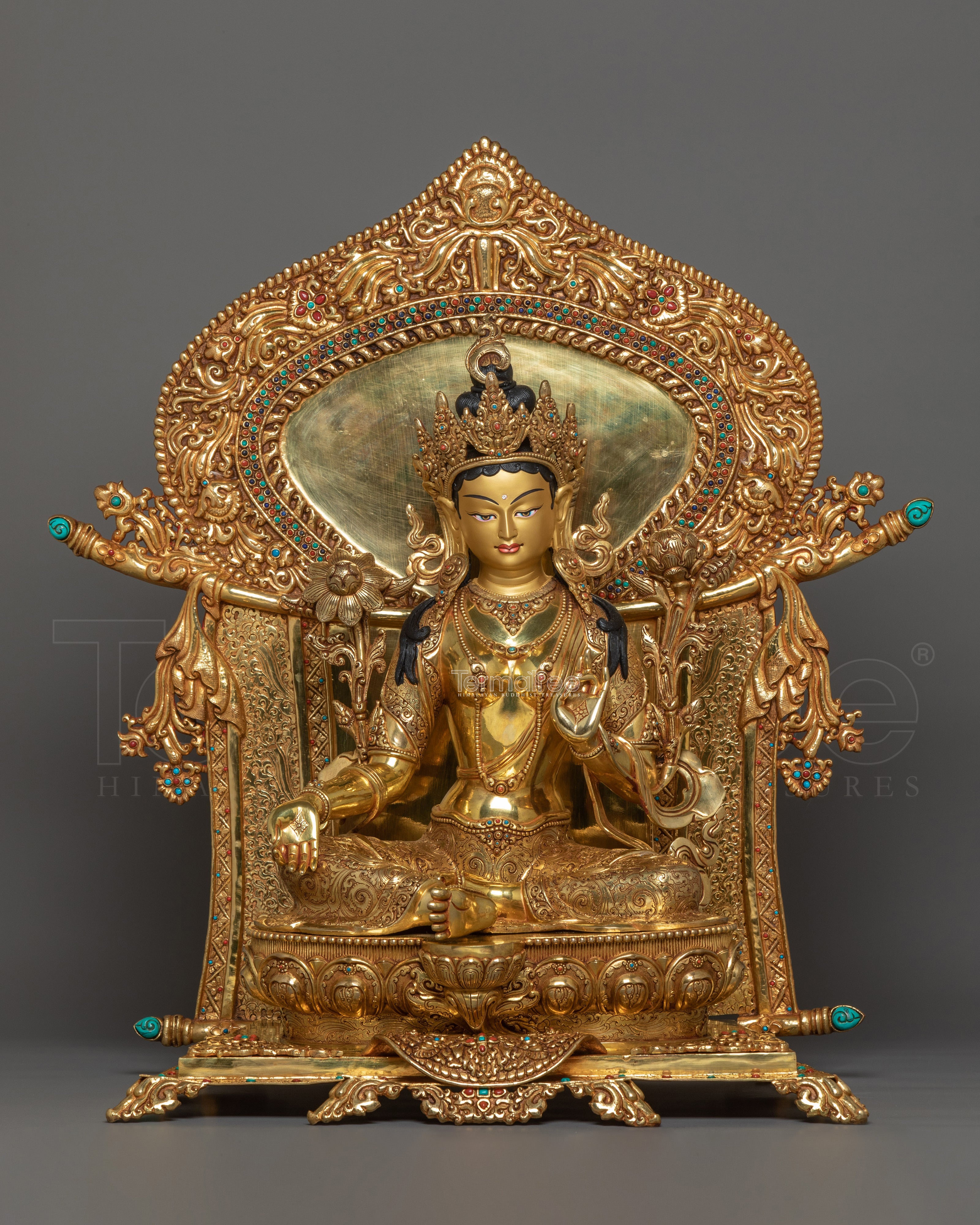 Green Tara on Throne | The Swift and Fearless One