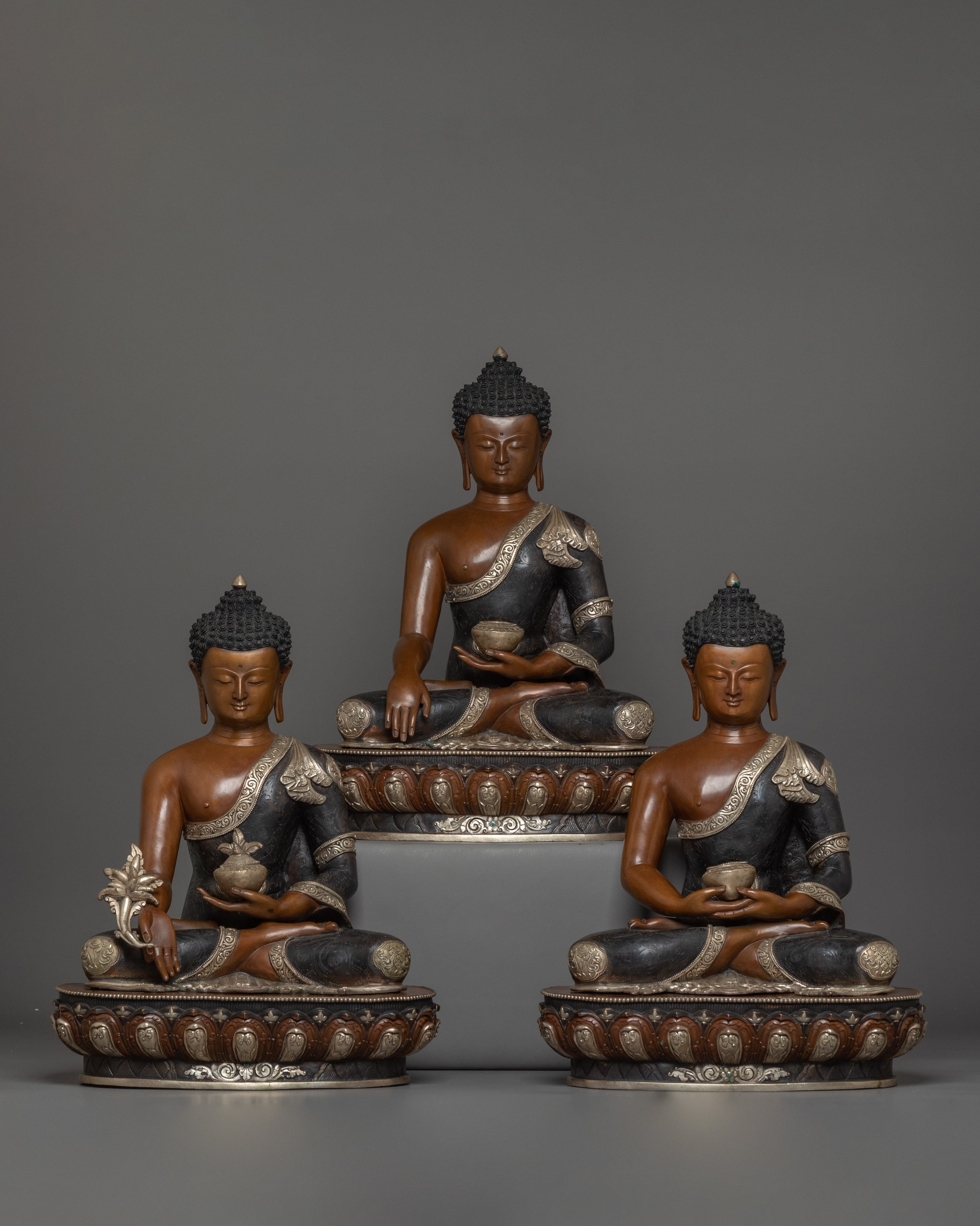 Sculpture of 3 Buddha set | Wisdom, Compassion, and Healing