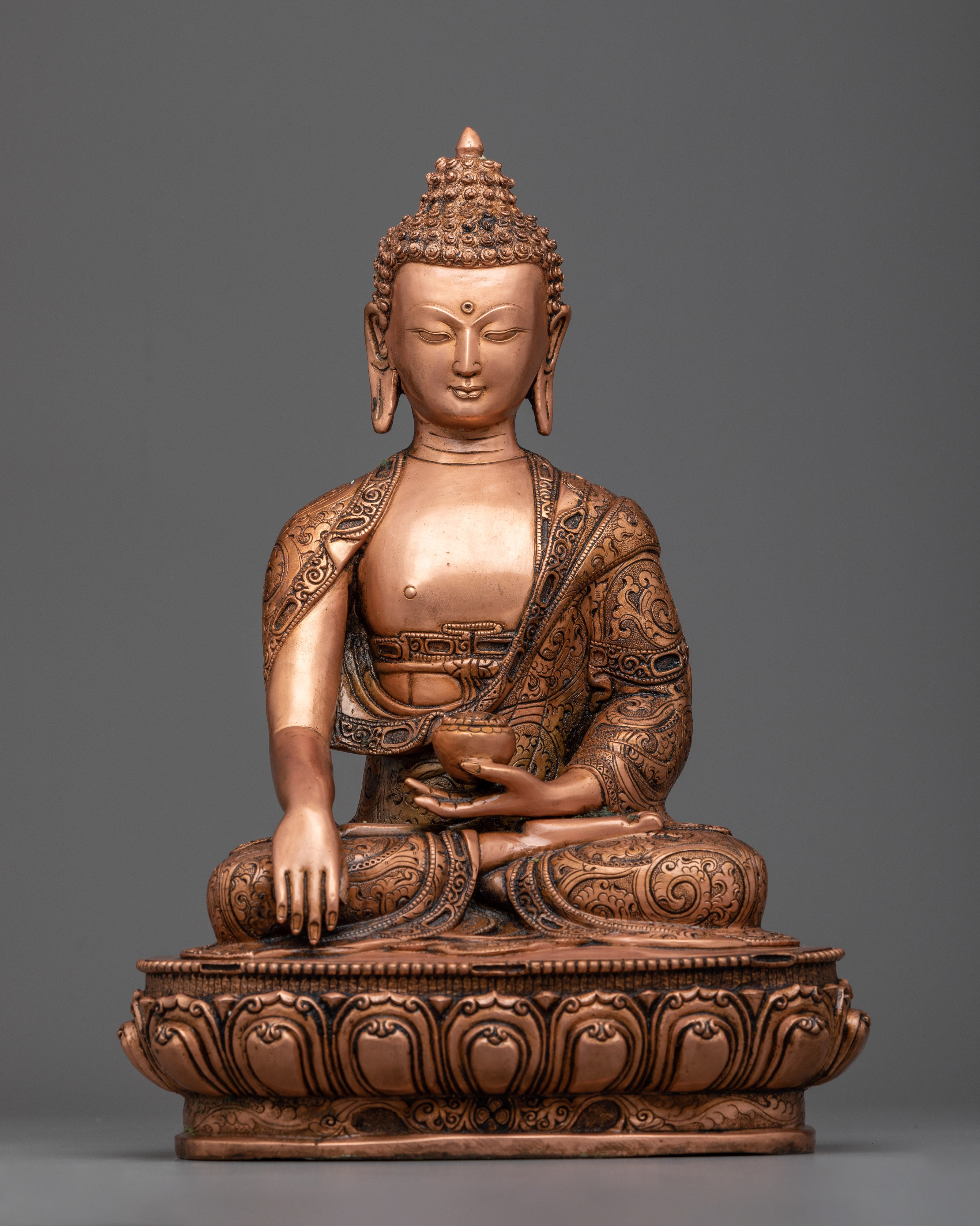 Shakyamuni Buddha Copper Statue | Antique Finished Hand-crafted Artwor