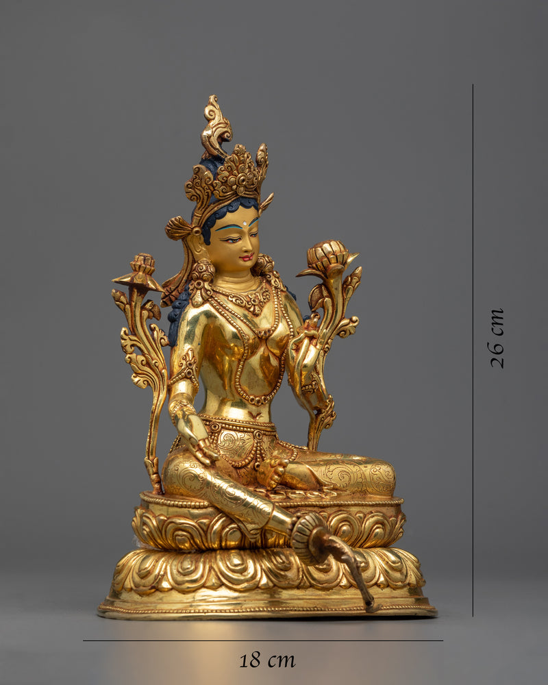 The Buddhist Goddess Statue, Green Tara | Himalayan Traditional Sculpt