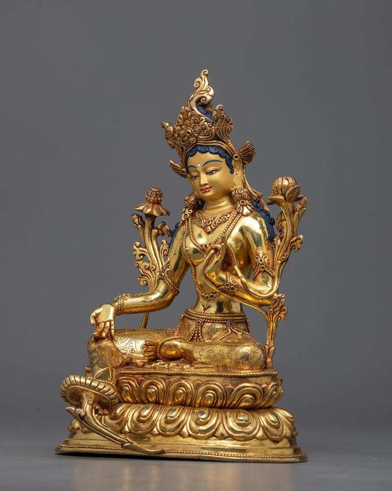 The Buddhist Goddess Statue, Green Tara | Himalayan Traditional Sculpt