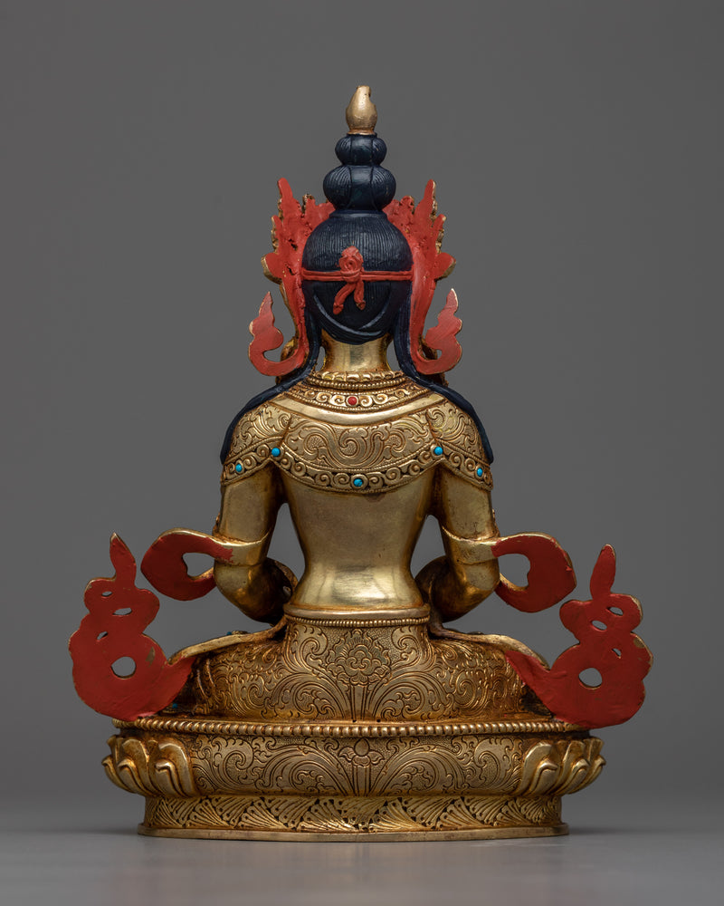 Buddhism Amitayus Buddha Statue | 24K Gold Illumination for Spiritual