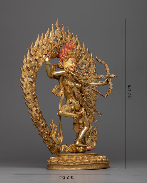 Kurukulle Sculpture in 24K Gold | Enchantress of the Buddhist Pantheon