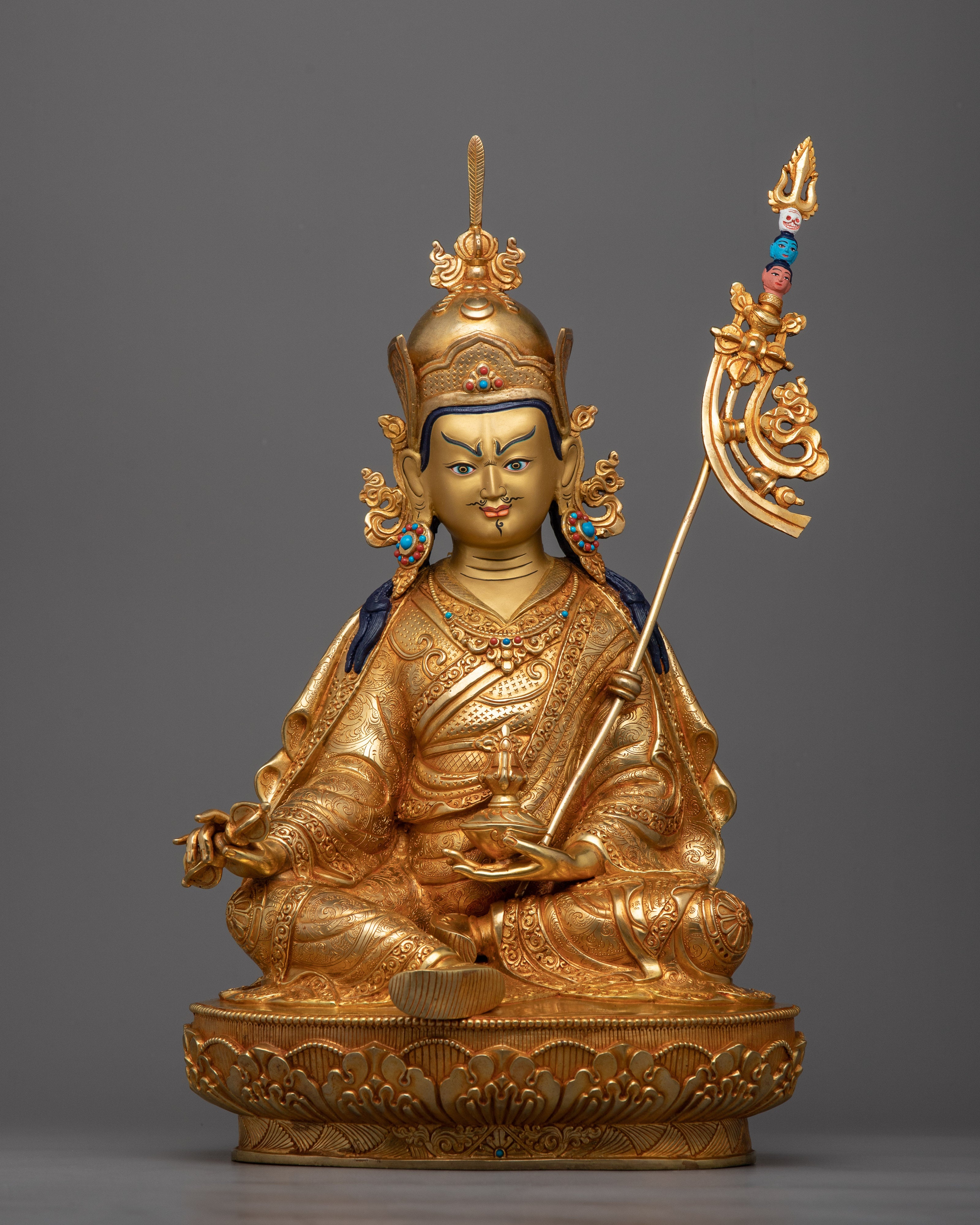Padmakara Guru Rinpoche Statue | 24K Gold Gilded Beacon of Tantric Tea