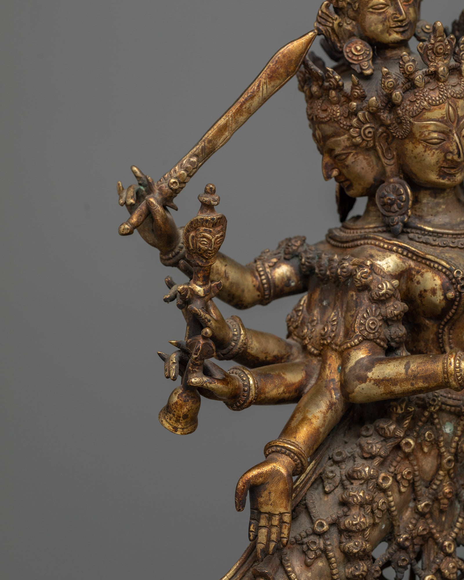 Opulent Siddhi Lakshmi Statue with Antique Copper Finish | Traditional
