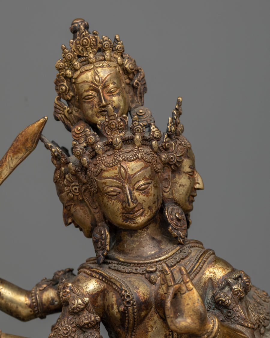 Opulent Siddhi Lakshmi Statue with Antique Copper Finish | Traditional
