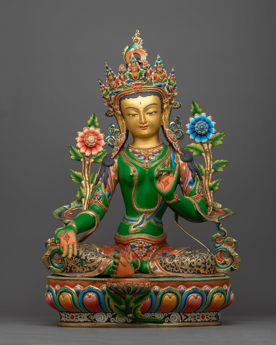 Tinct Green Tara Statue | Symbol of Compassion and Protection