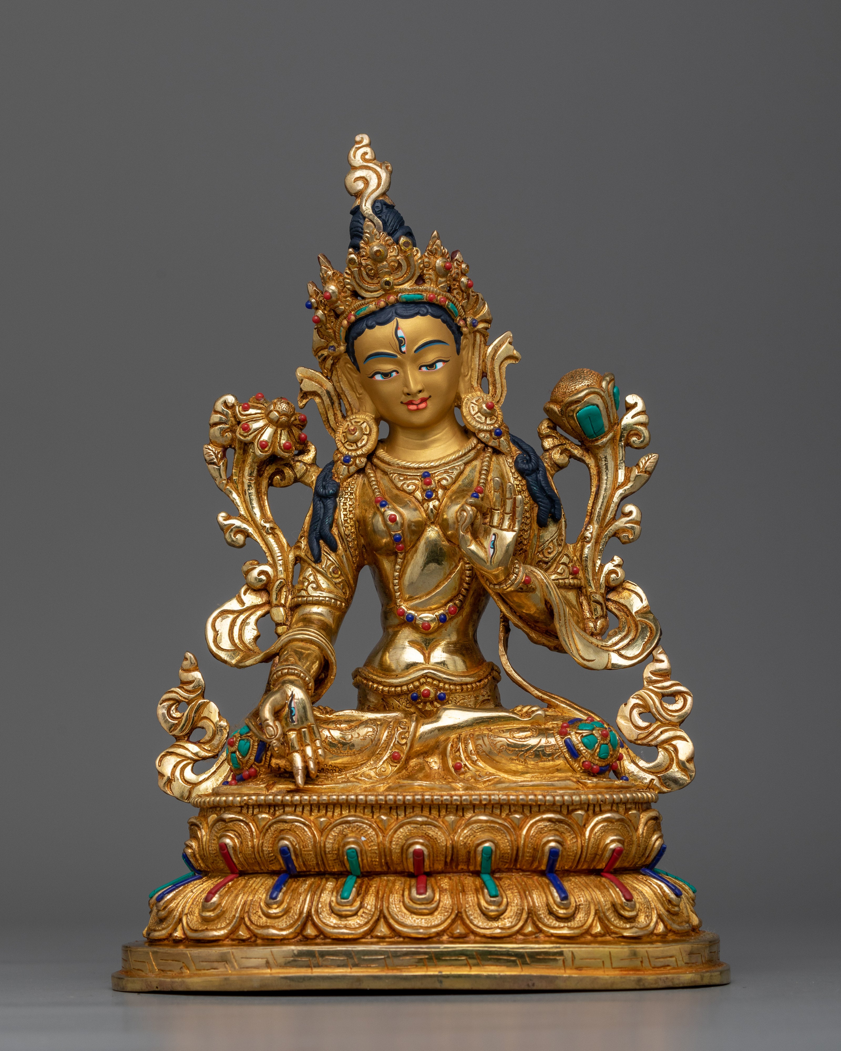 White Tara 26cm Gold Gilded Statue | Symbol of Compassionate Wisdom