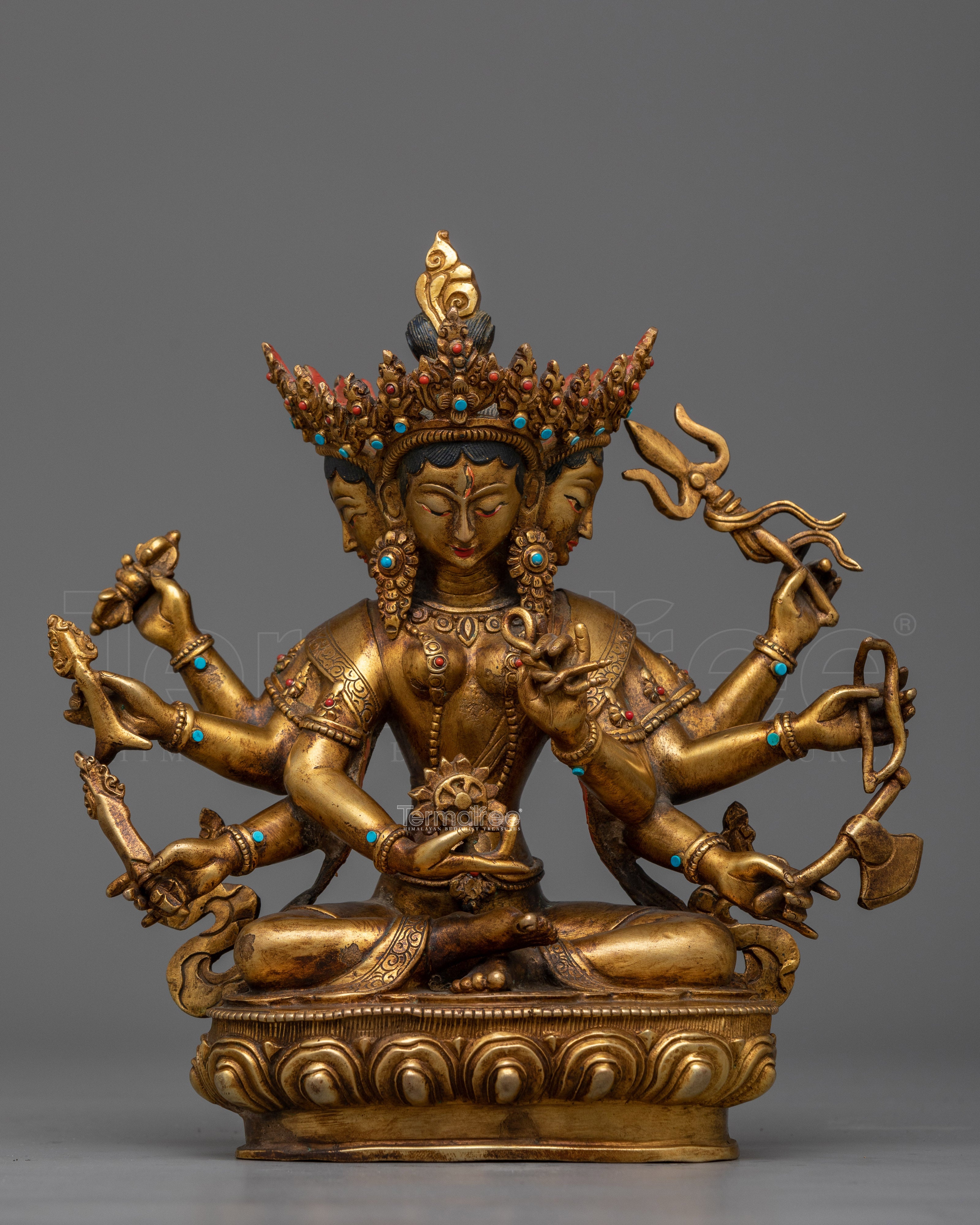 Maha Pratisara Gold-Gilded Antique Statue | A Symbol of Protection and