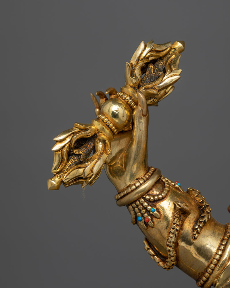 Vajrapani Handmade Gold Gilded Statue | Embodiment of Power to Overcom