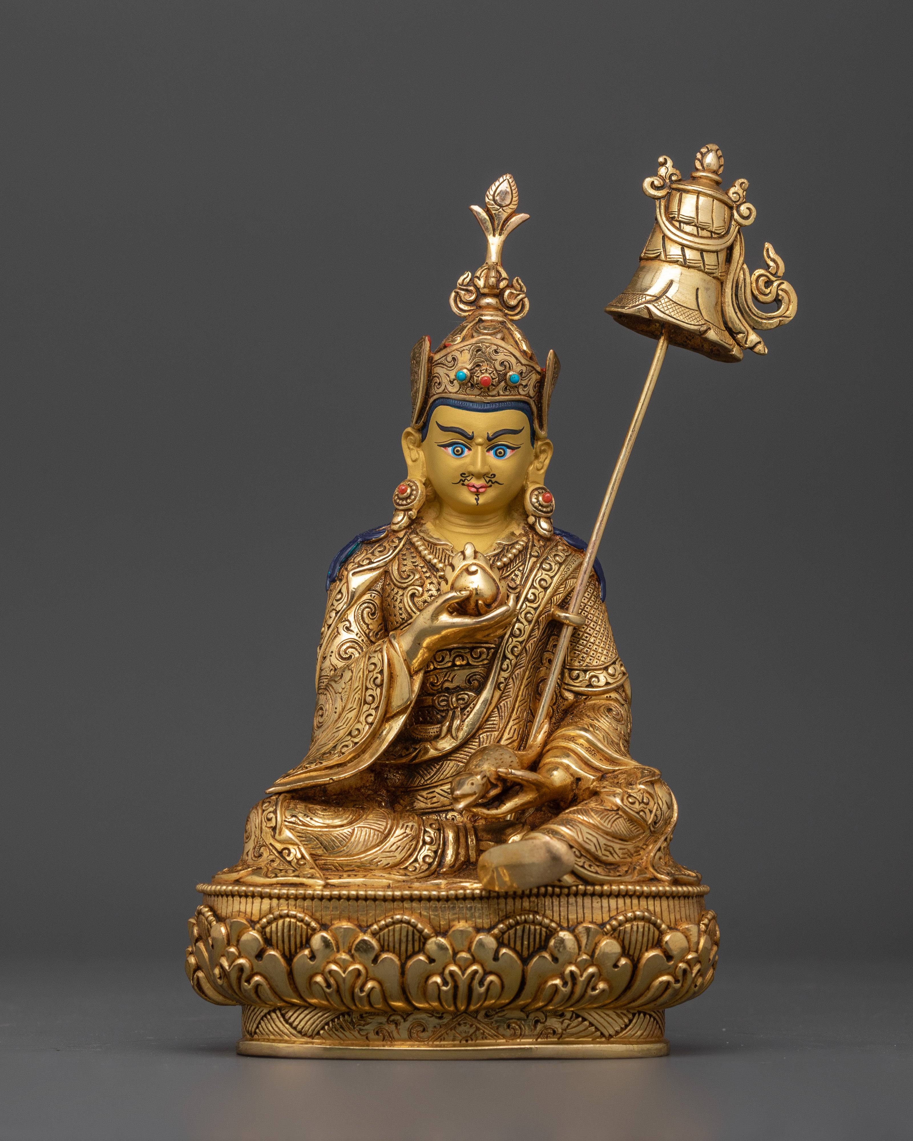Guru Norla Lama Statue | Sacred Gold Gilded Spiritual Art