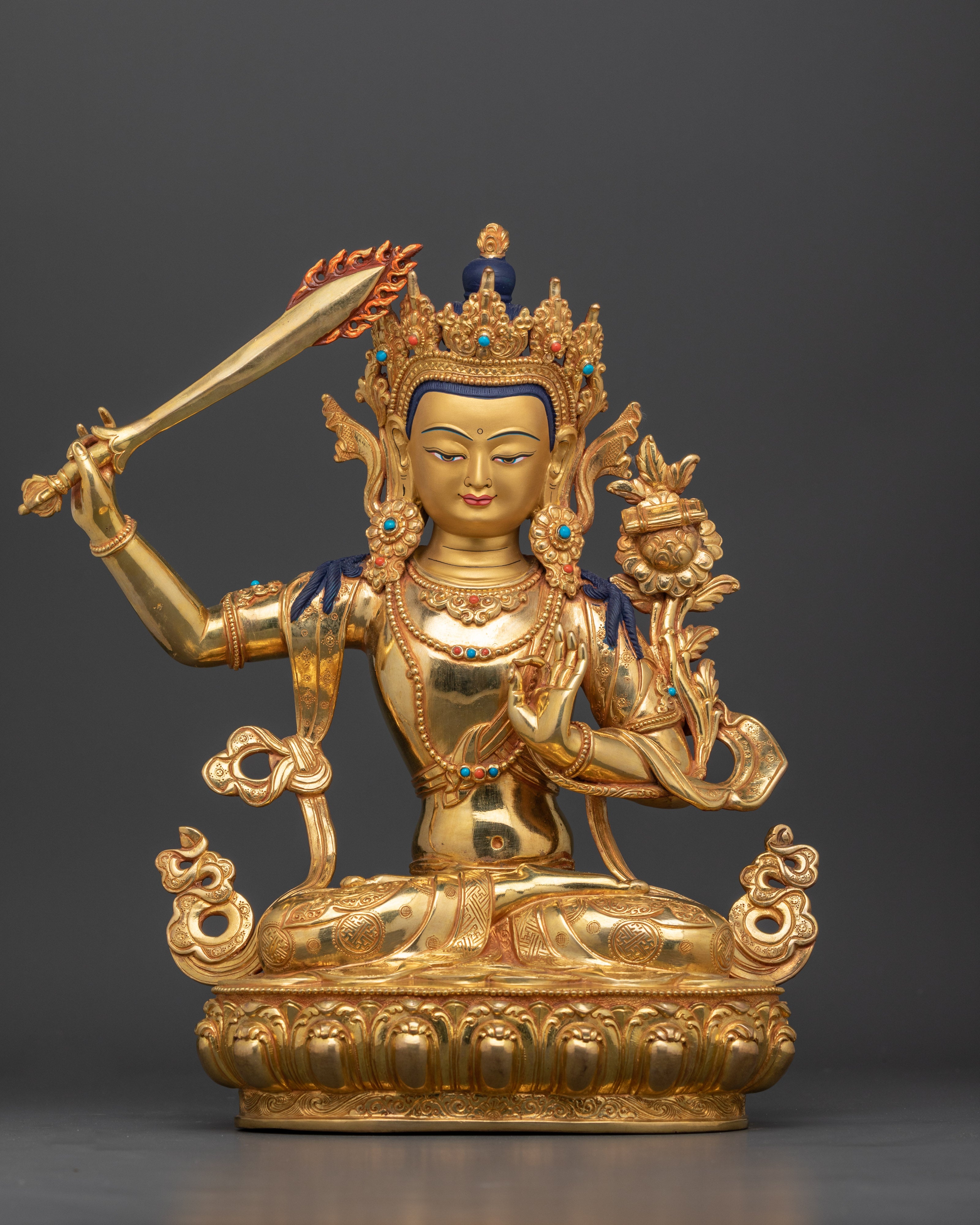 God of Swords Manjushri | Handmade Tibetan Art