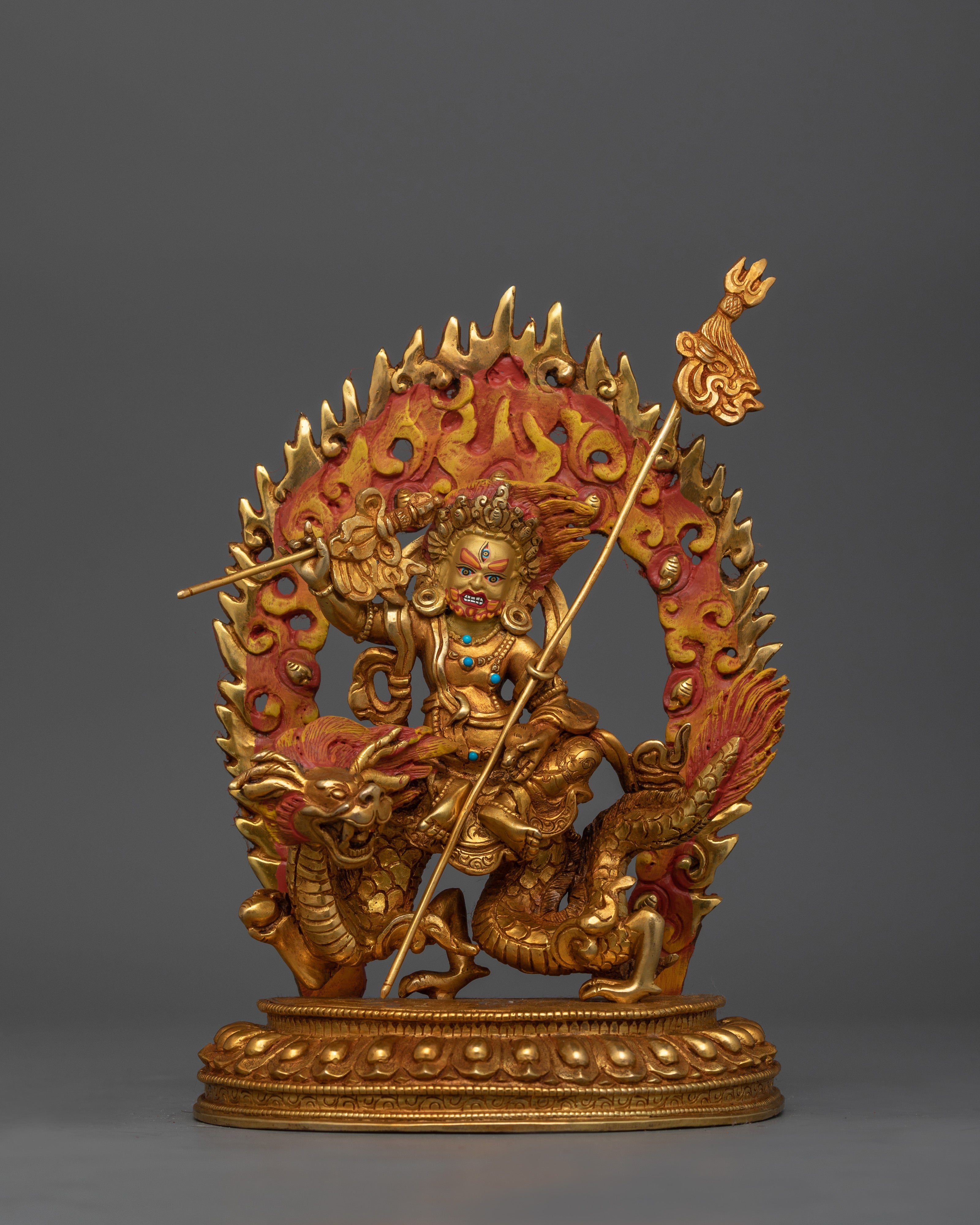 White Dzambhala Figurine | Handcrafted 24K Gold Gilded Buddhist Art