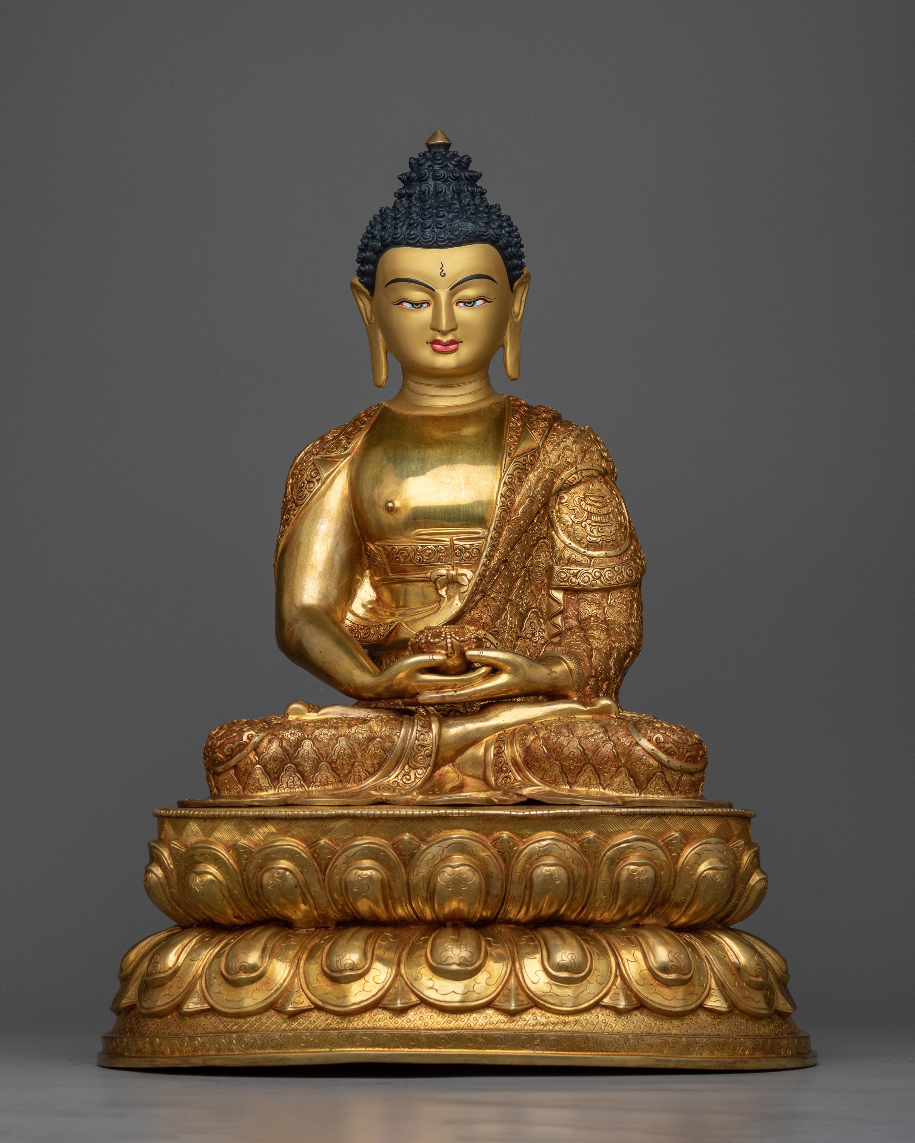 Buddha Amida Sculpture | 24K Gold Gilded Icon of Infinite Light