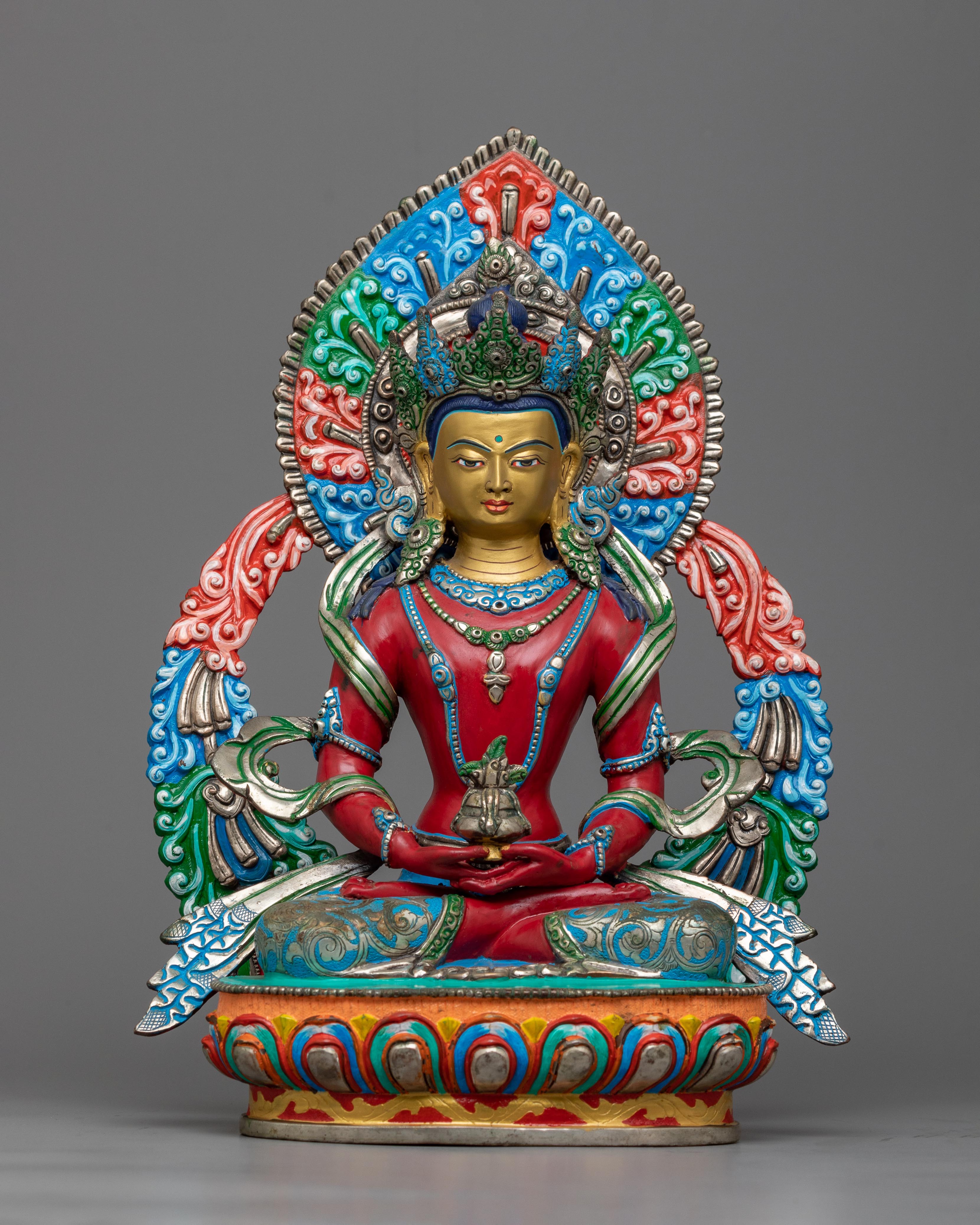 Red Amitayus Statue | Copper Embodiment of Infinite Life