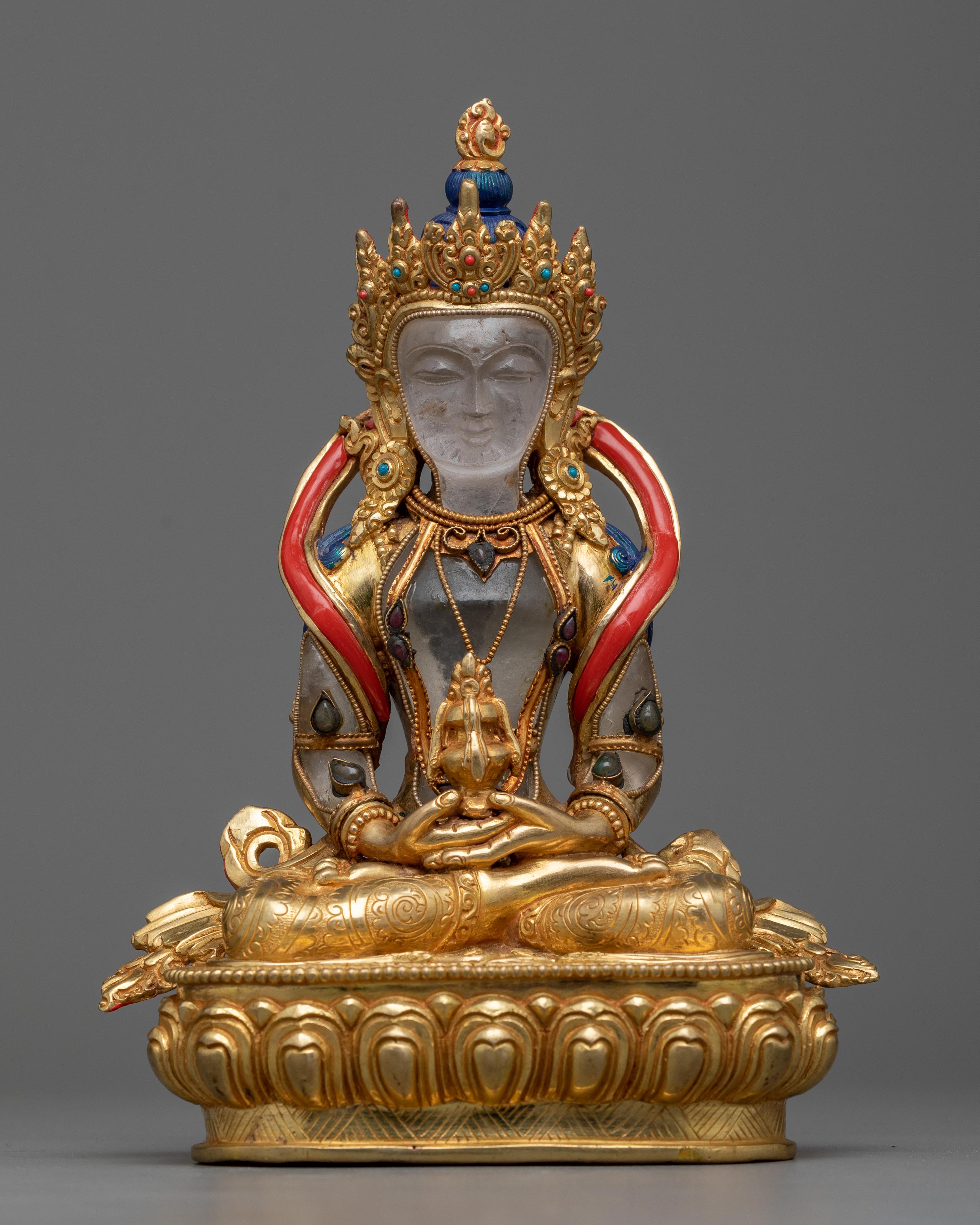 Amitayus Crystal and Copper Statue | Eternal Blessings with the Sacred
