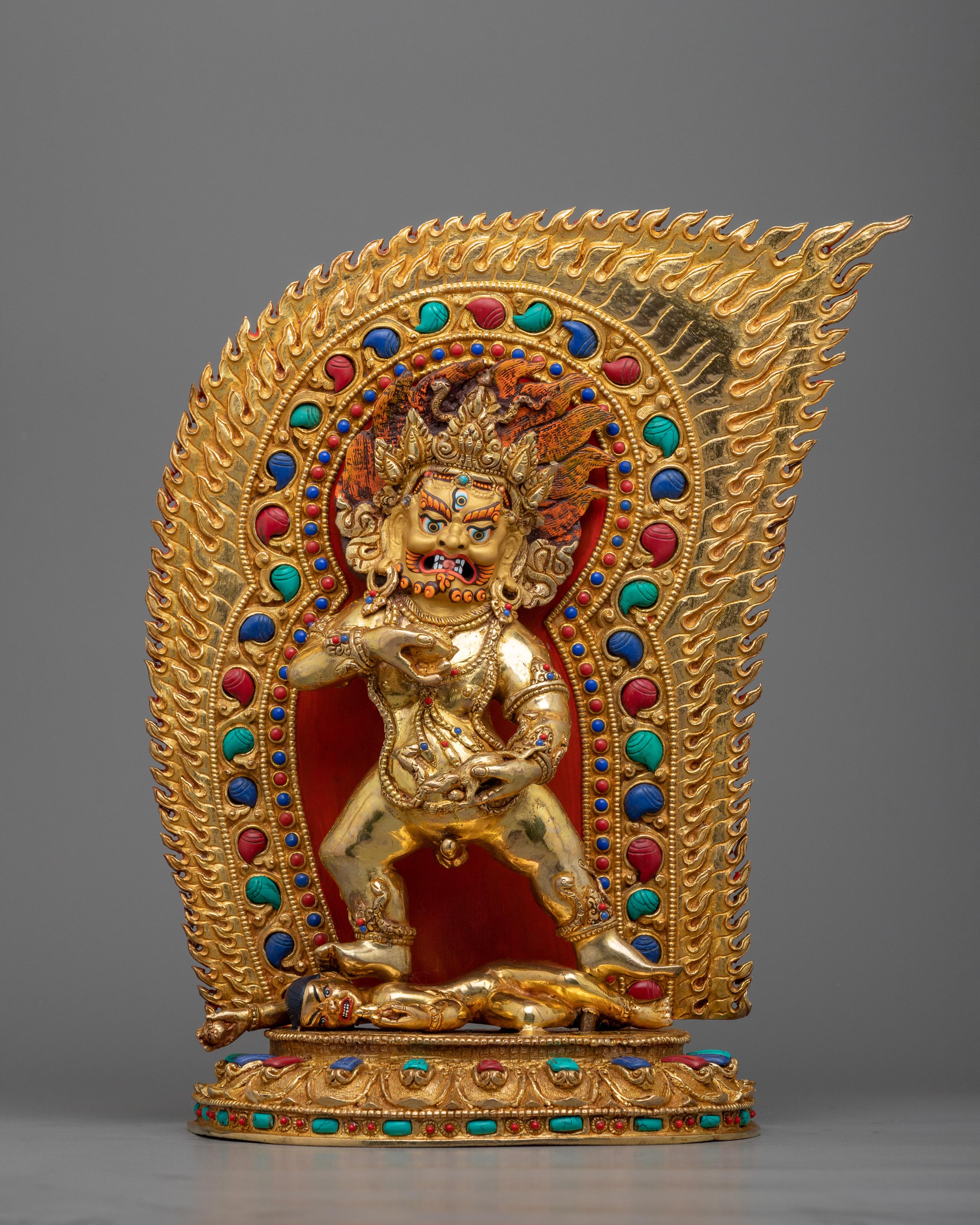 Black Jambala Wealth Deity Statue | 24K Gold Gilded Excellence