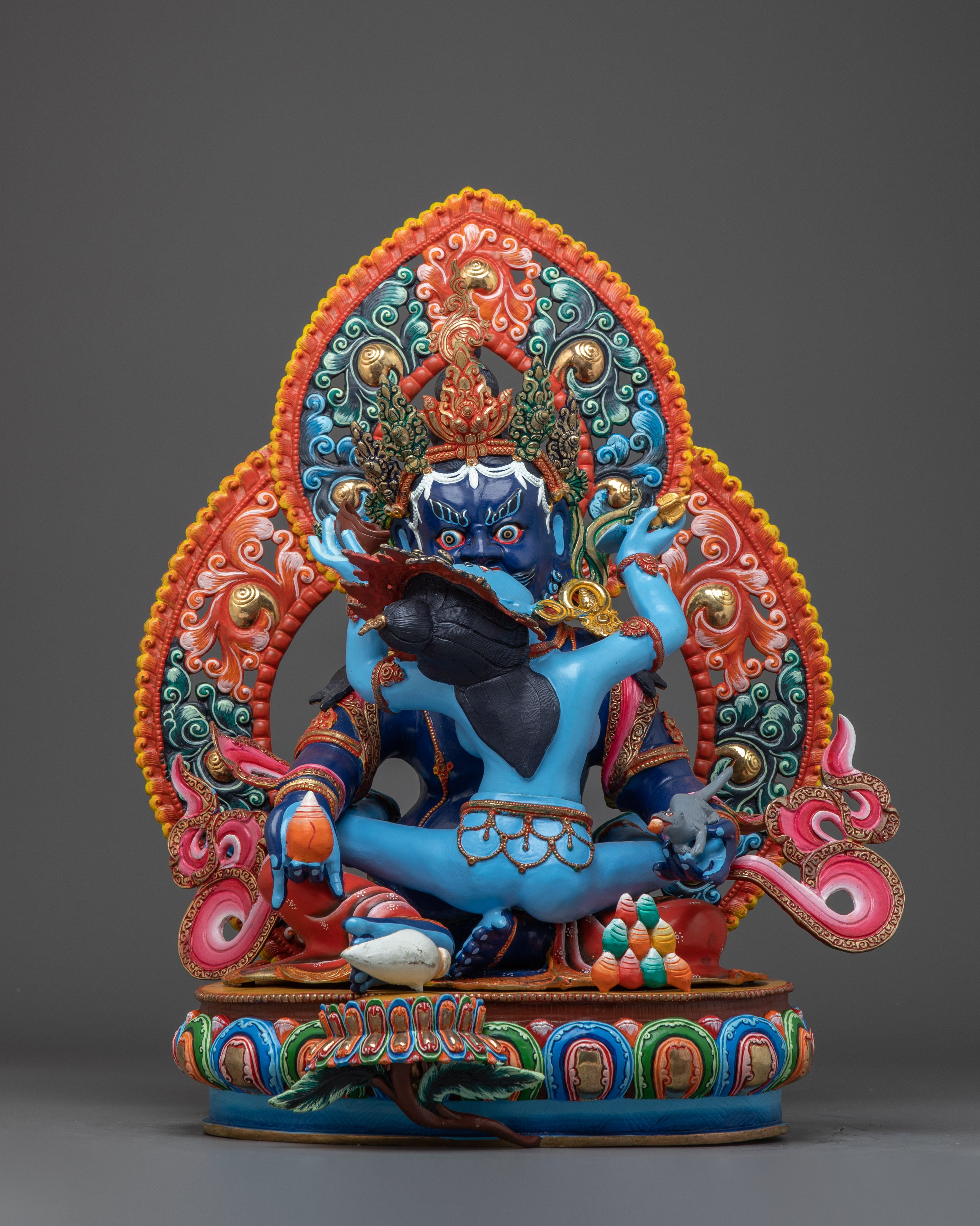 Blue Dzambhala with Consort | The Guardian of Prosperity