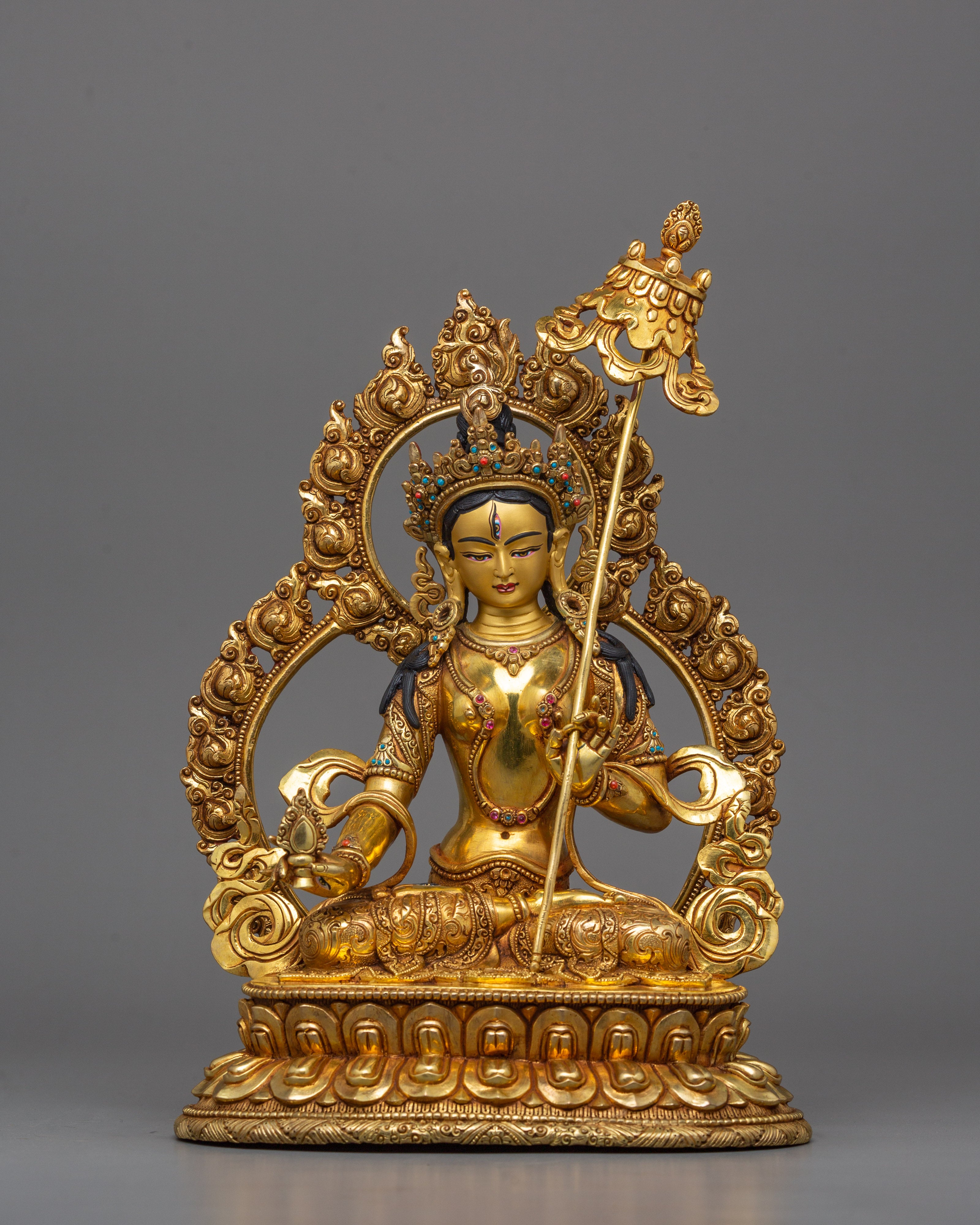 Traditional Dukar Golden Statue | Goddess of the White Parasol