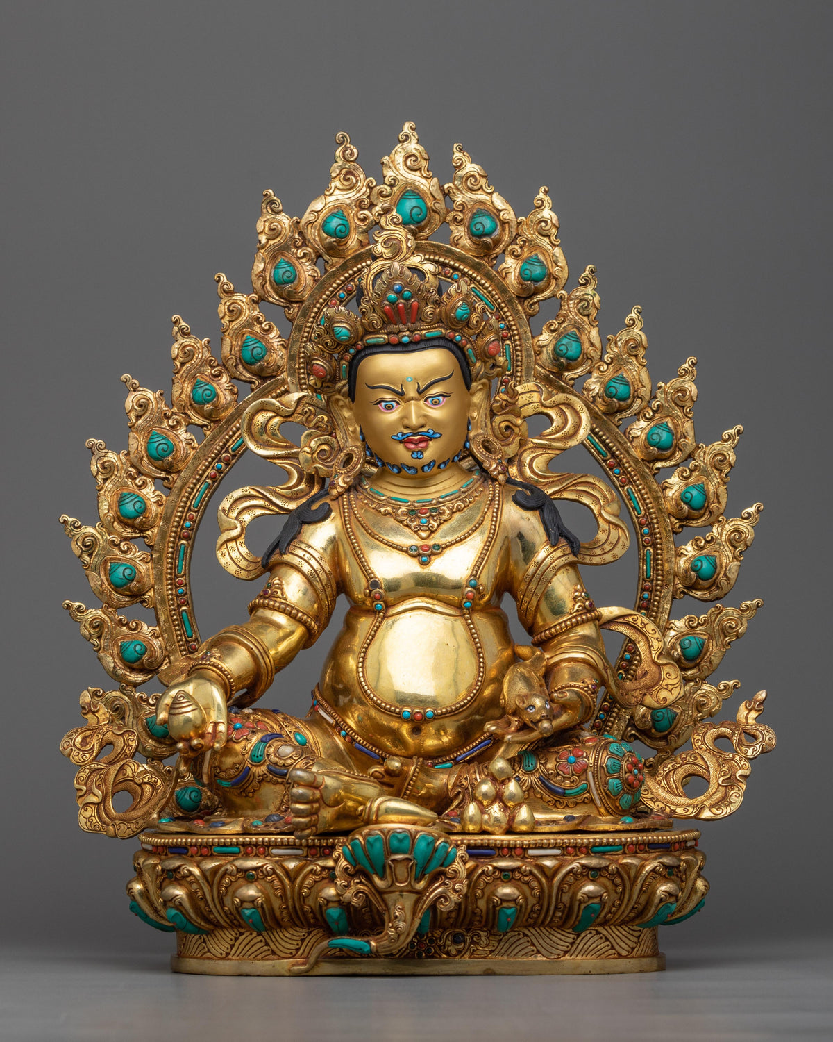 Dzambala Gilt Sculpture in Triple-Layered 24K Gold | Embodiment of Wea
