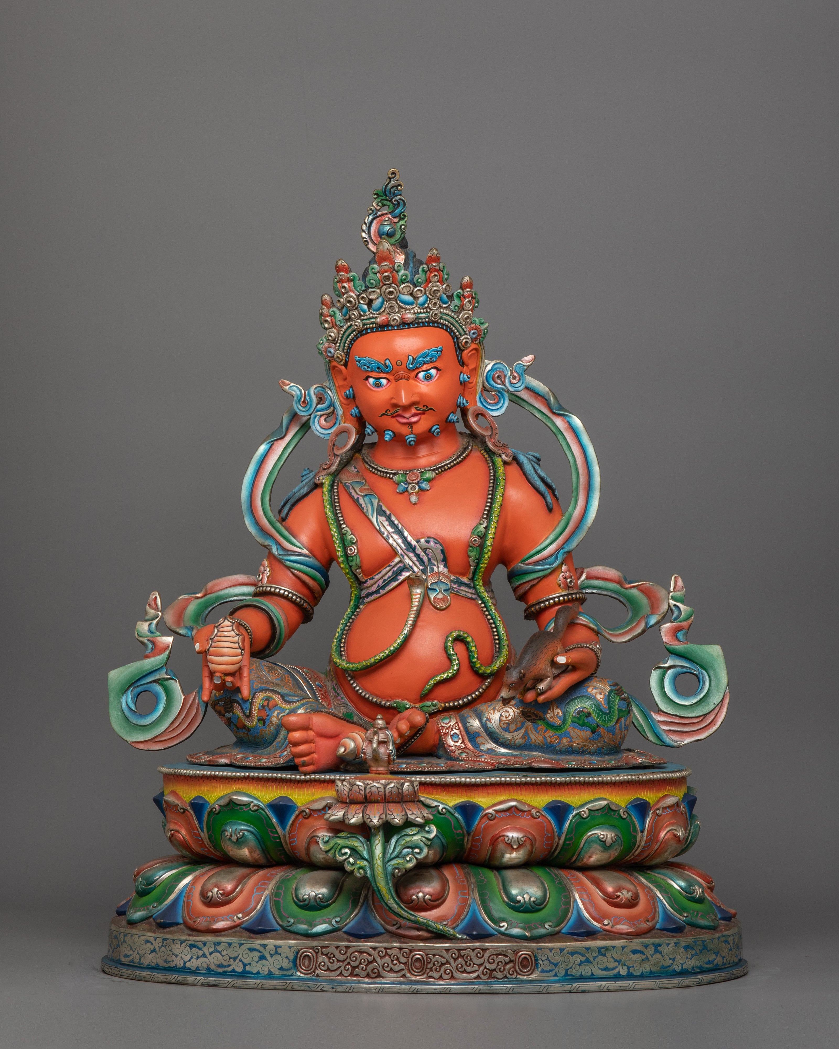 Dzambhala with red Body Statue | Tibetan Buddhist Wealth Deity
