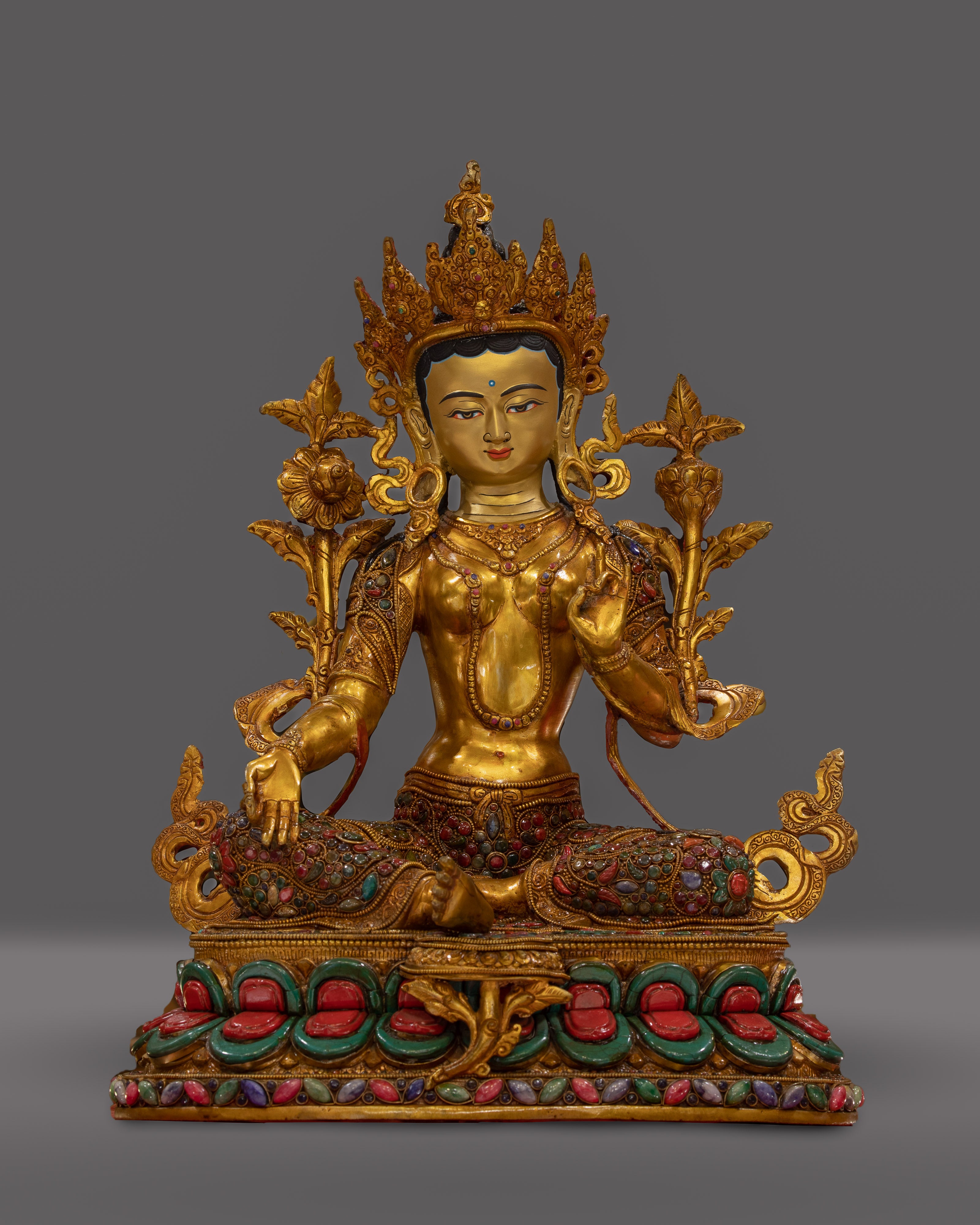 Green Tara Rupa | Divine Feminine in 24K Gold and Gemstones