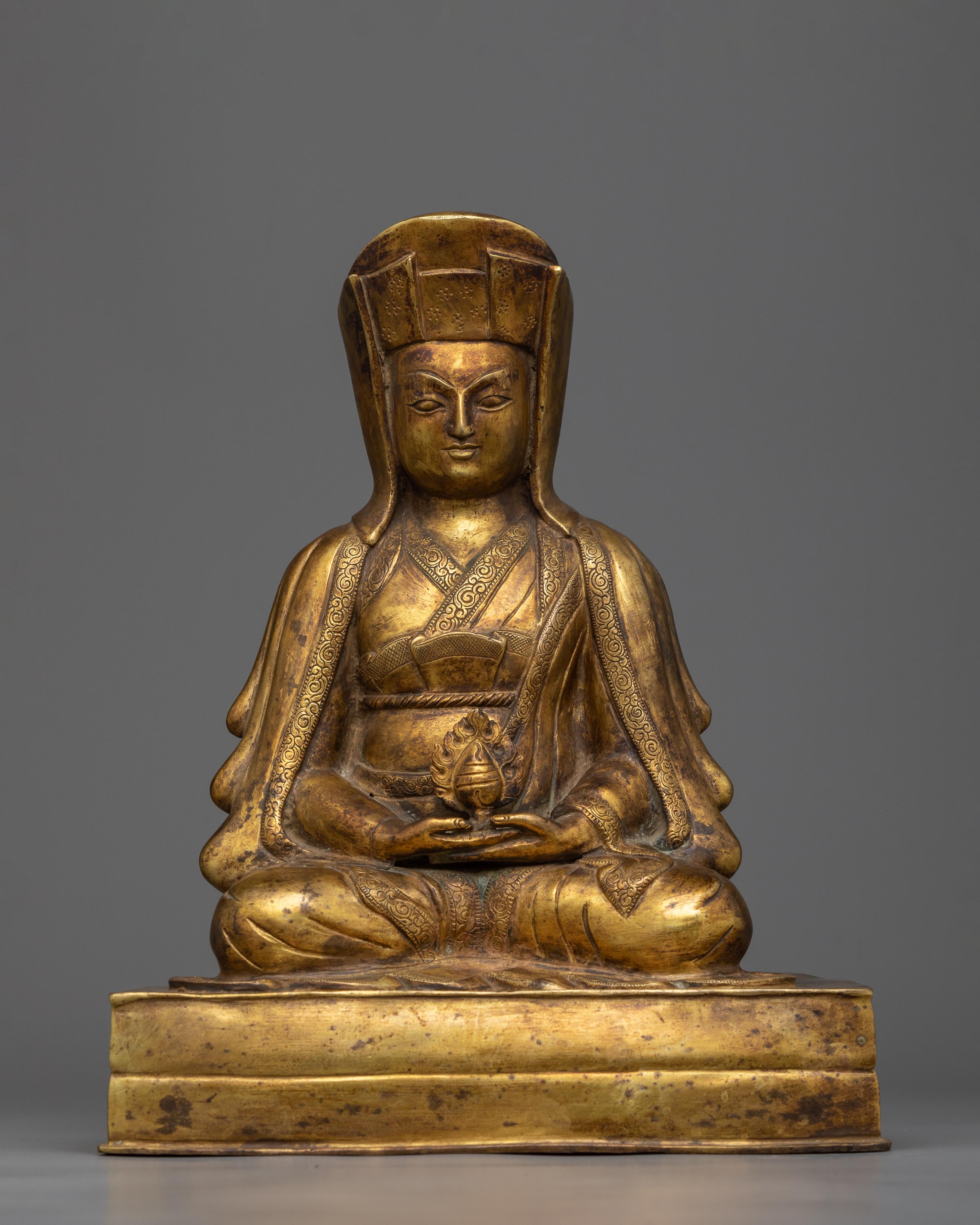 Gampopa Statue | Antique Finish Figure of A Tibetan Master