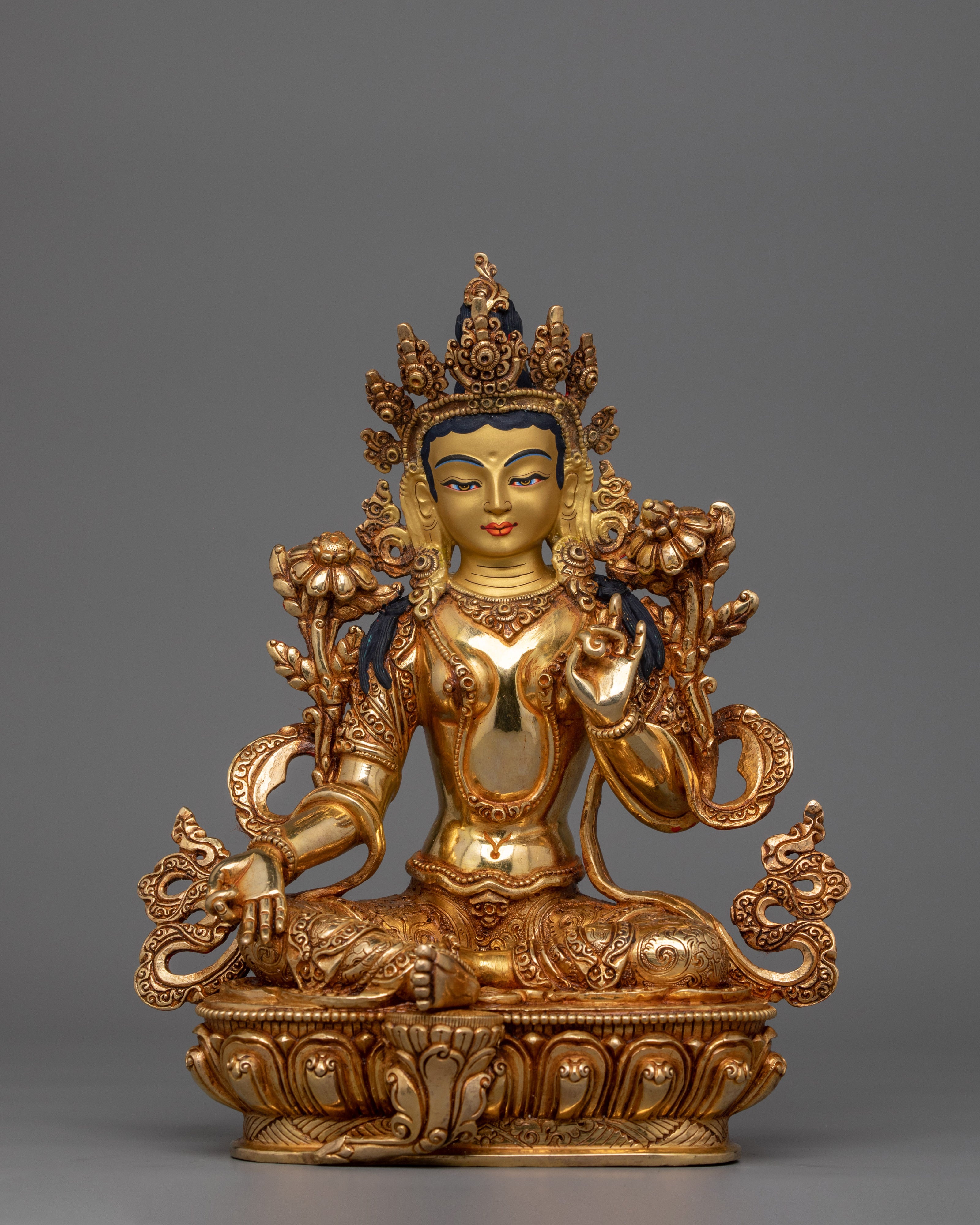 Green Tara Statue With the Eyes of Wisdom | Compassion, and Spiritual