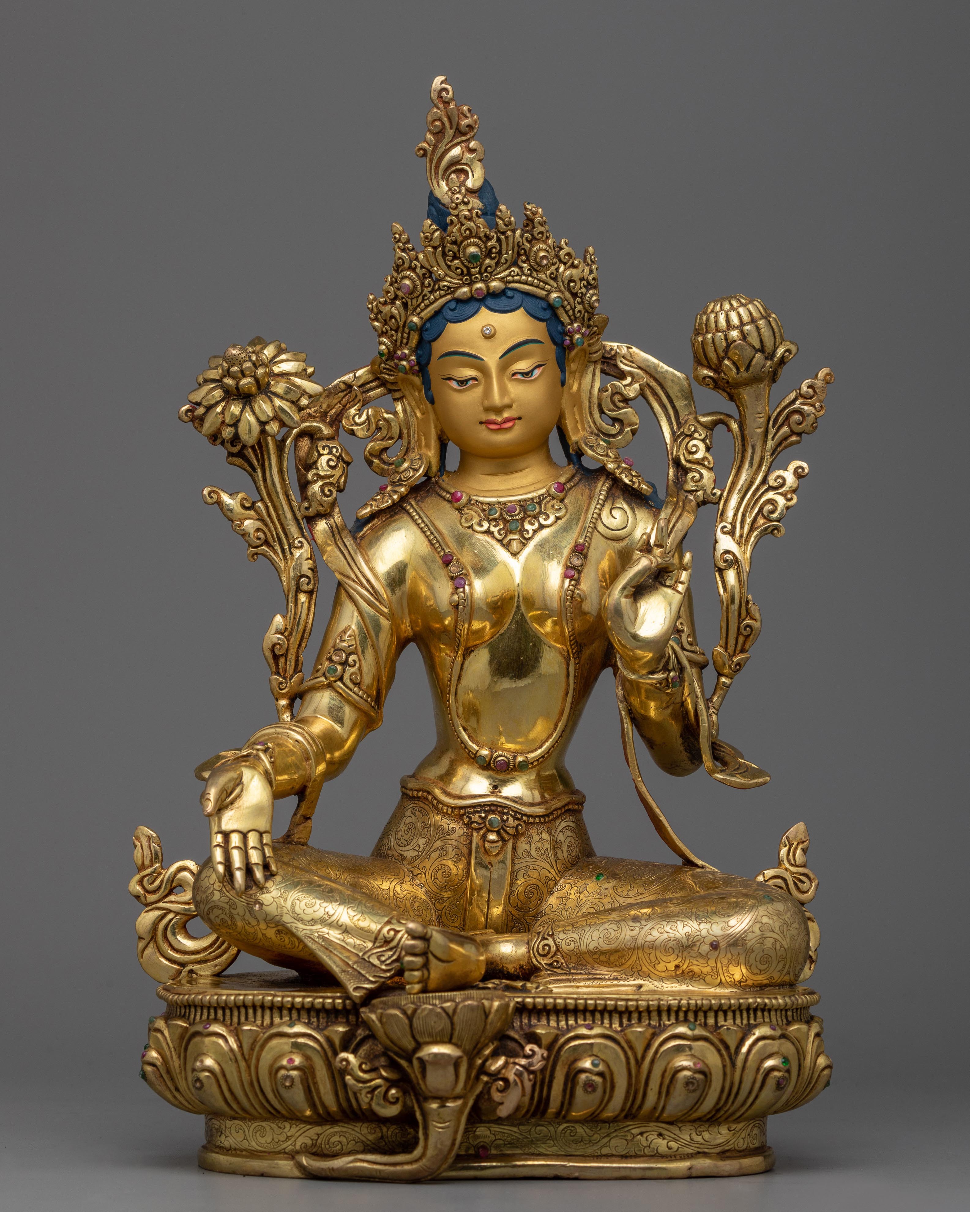 Compassion and Enlightenment with Green Tara Symbolism | Gold Gilded T