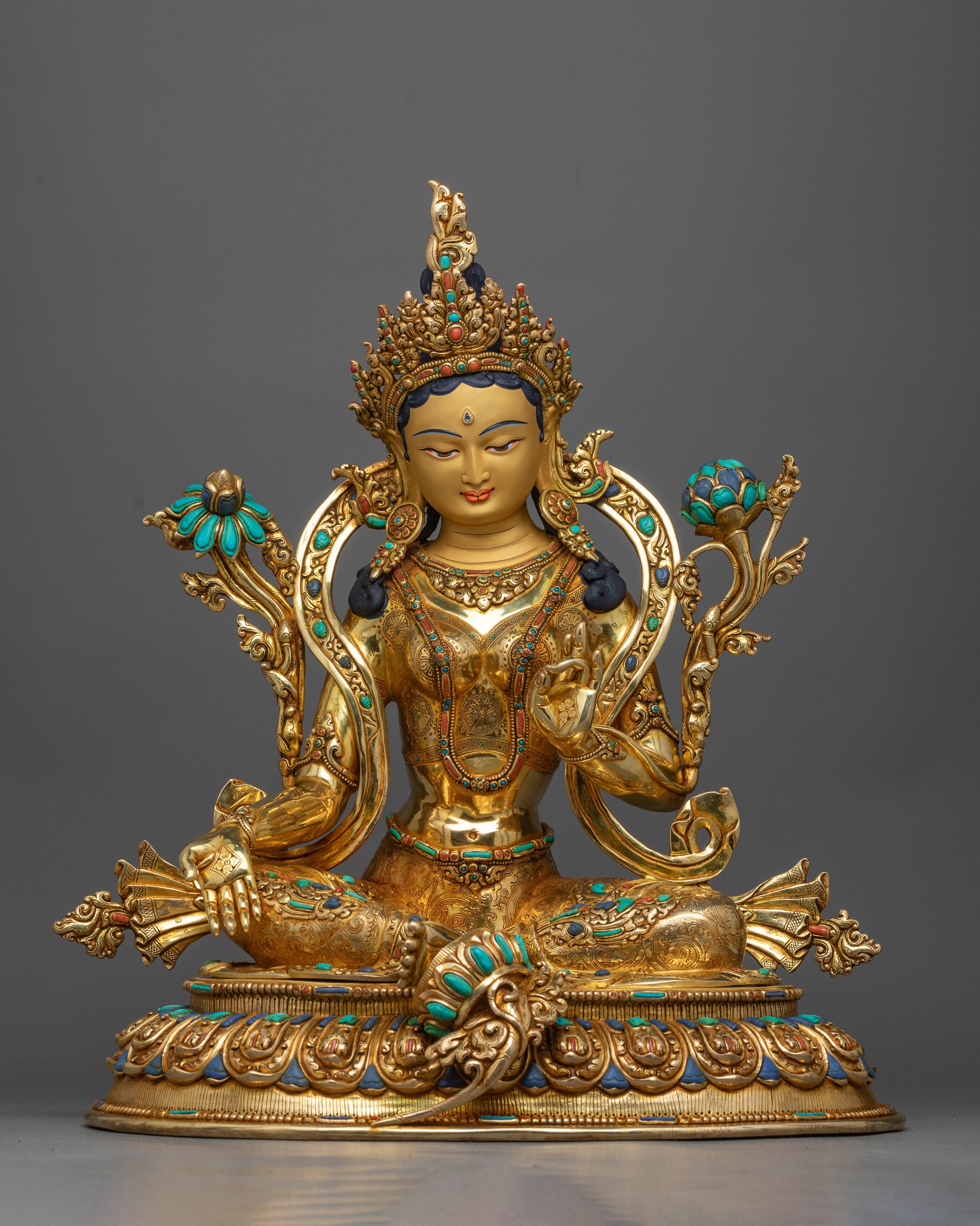 The Auspicious Green Tara in Gold | Embodiment of Compassionate Action