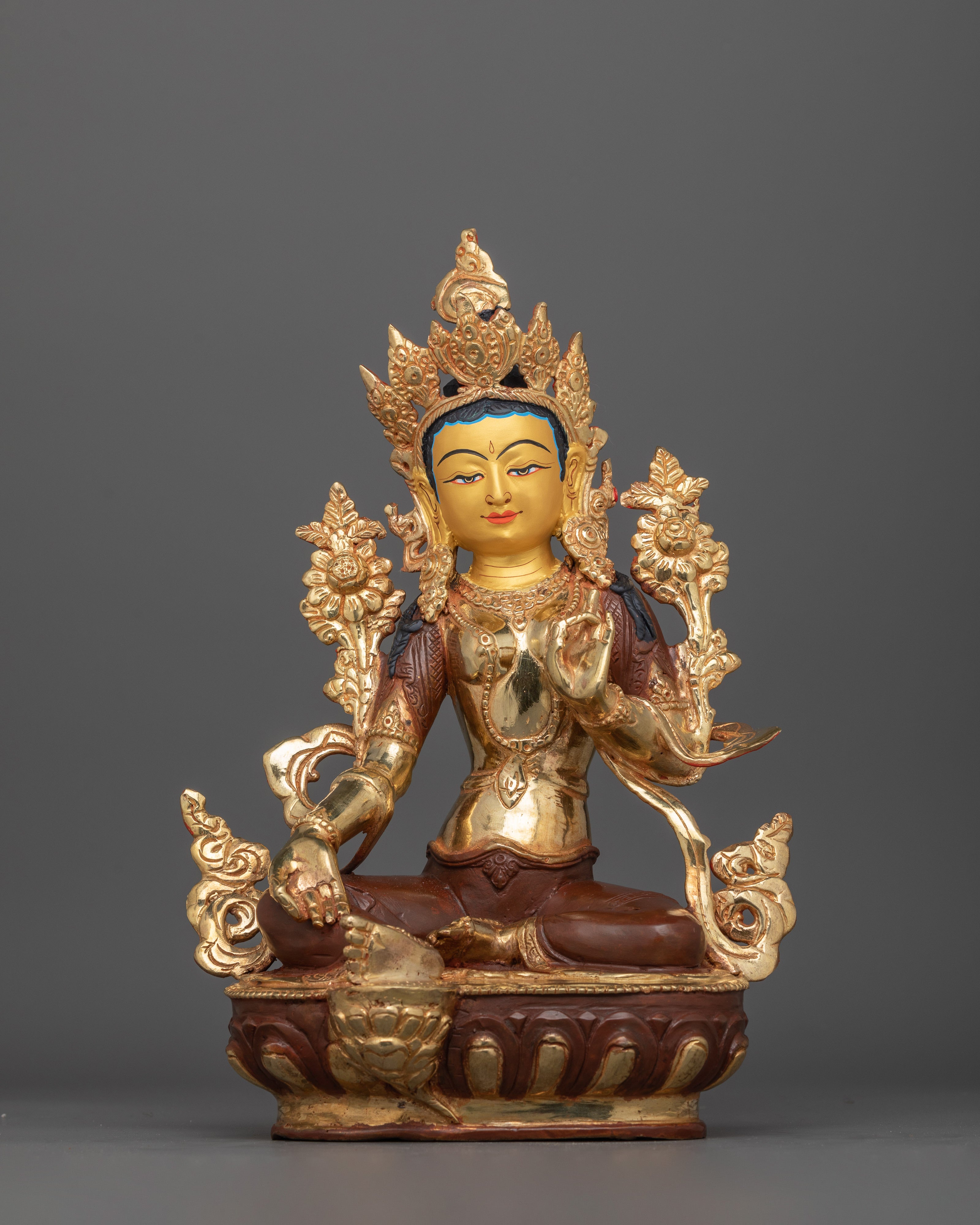 Female Buddhist Protector Deity Green Tara Statue | Goddess of Swift L