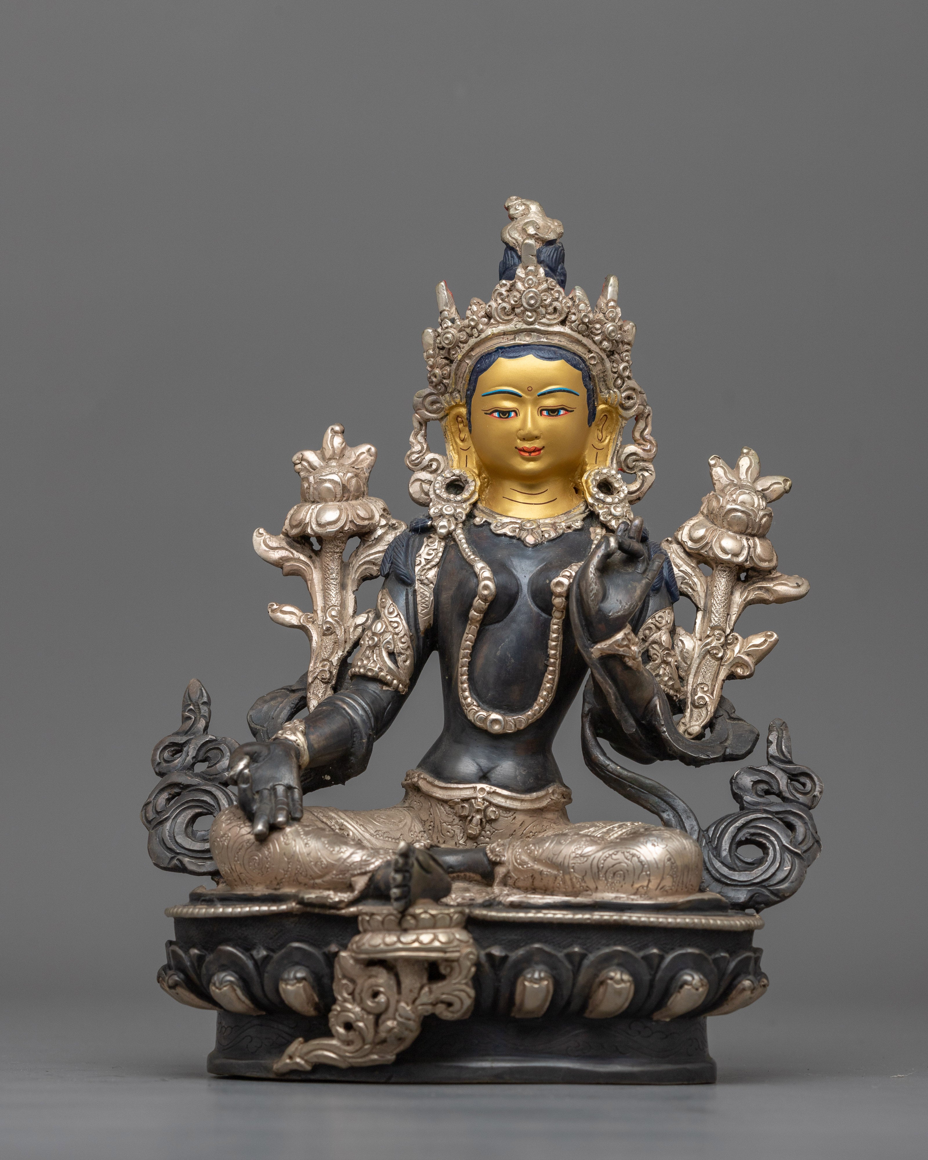Oxidized Green Tara Figurine | Symbol of Compassion and Wisdom