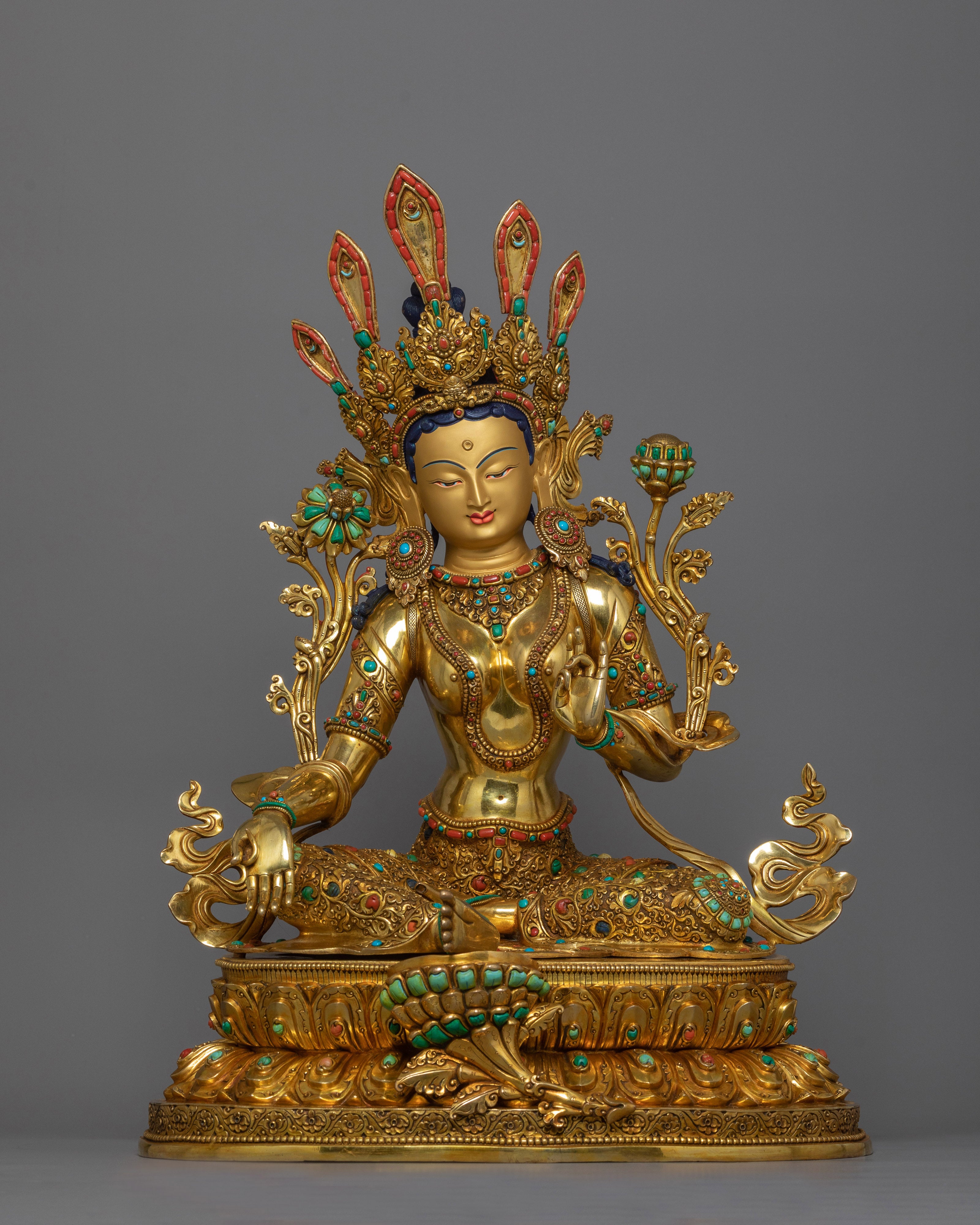 Shyama Tara Idol Adorned in 24K Gold | Nepalese Traditional Craftsmans