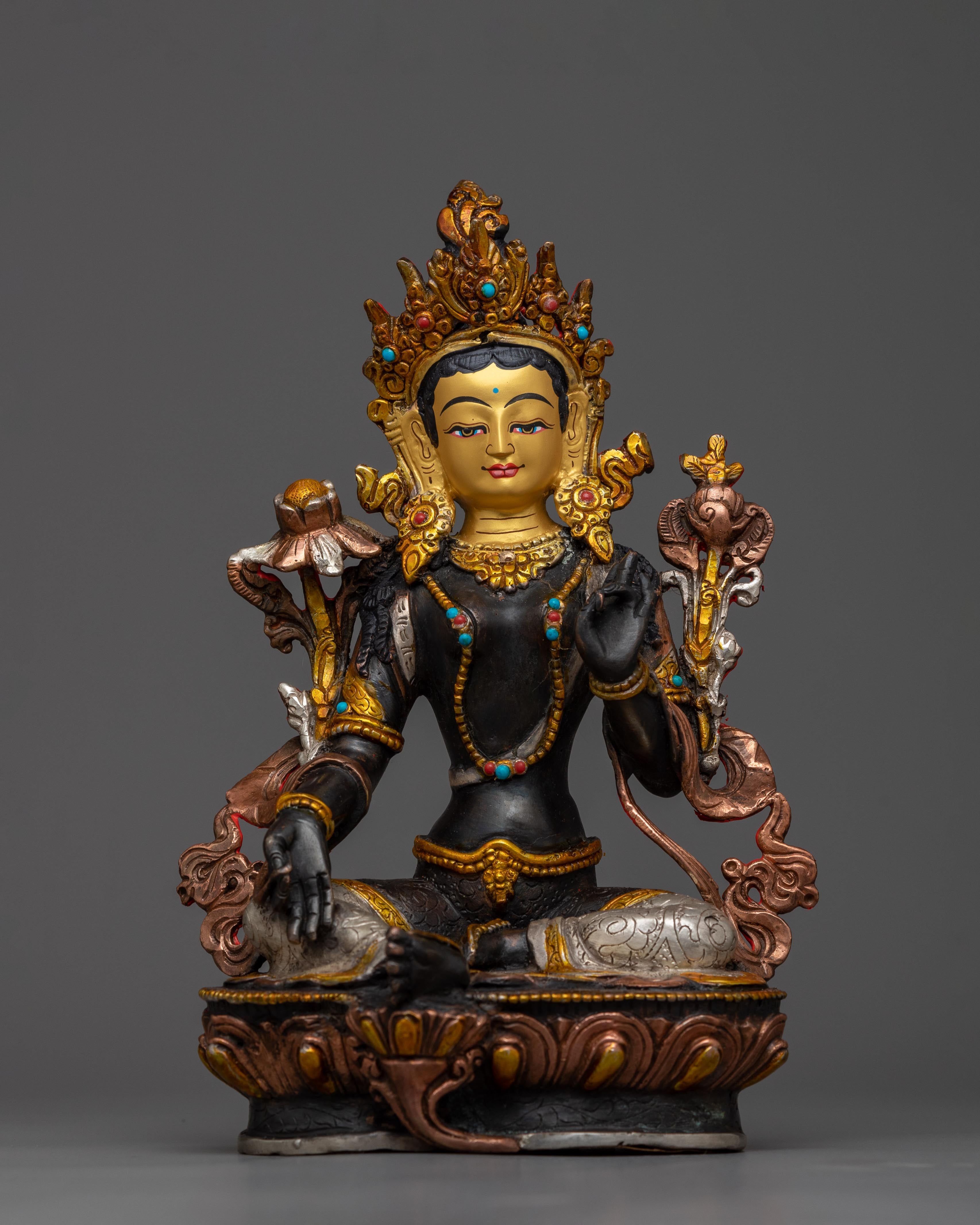 Green Tara Statue 9 Inch | Female Enlightened Buddha