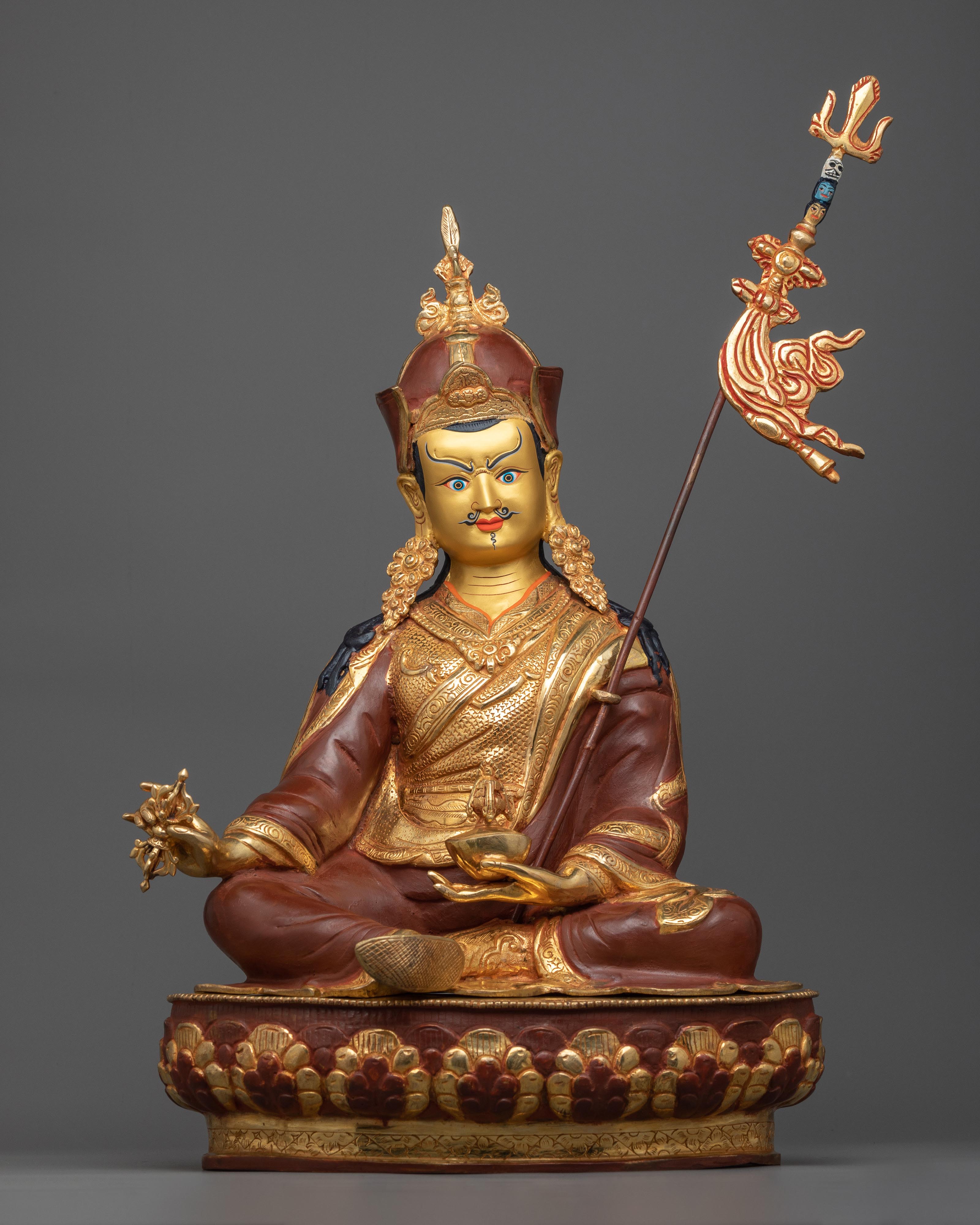 Guru Padmasambhava Gold Statue | 20.8" Lotus Born Master Guru Rinpoche
