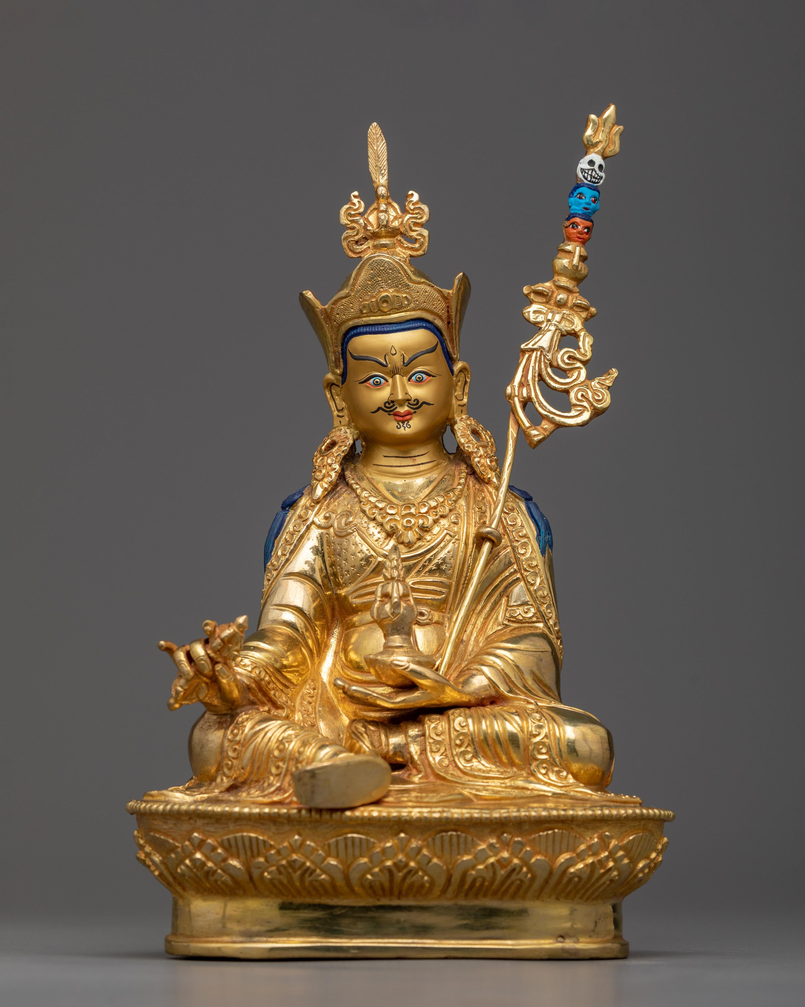 9 Inch Guru Rinpoche Statue | 24k Gold Gilded Artwork