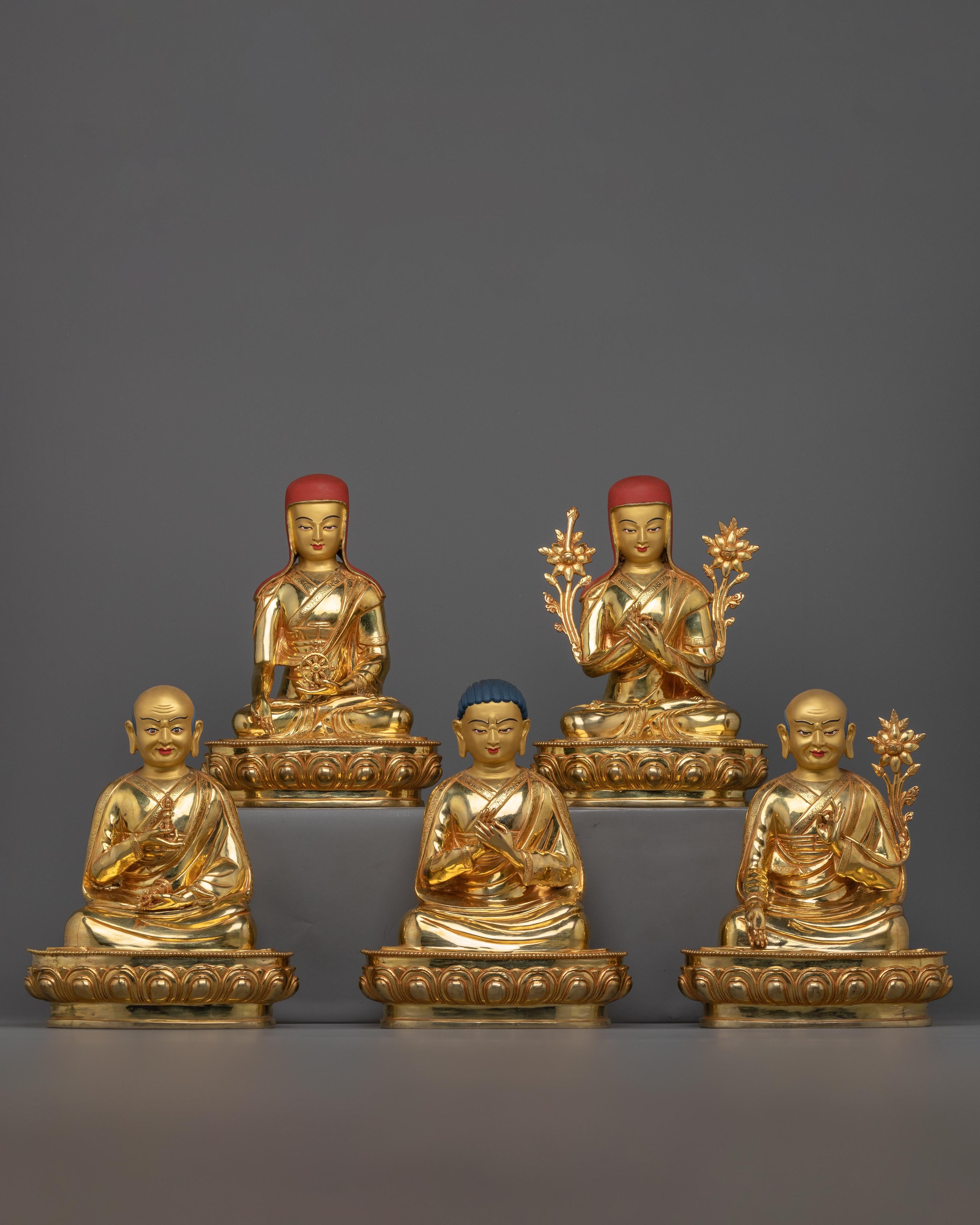 Five Shakya Masters Statue Set | The Quintessence of Enlightenment