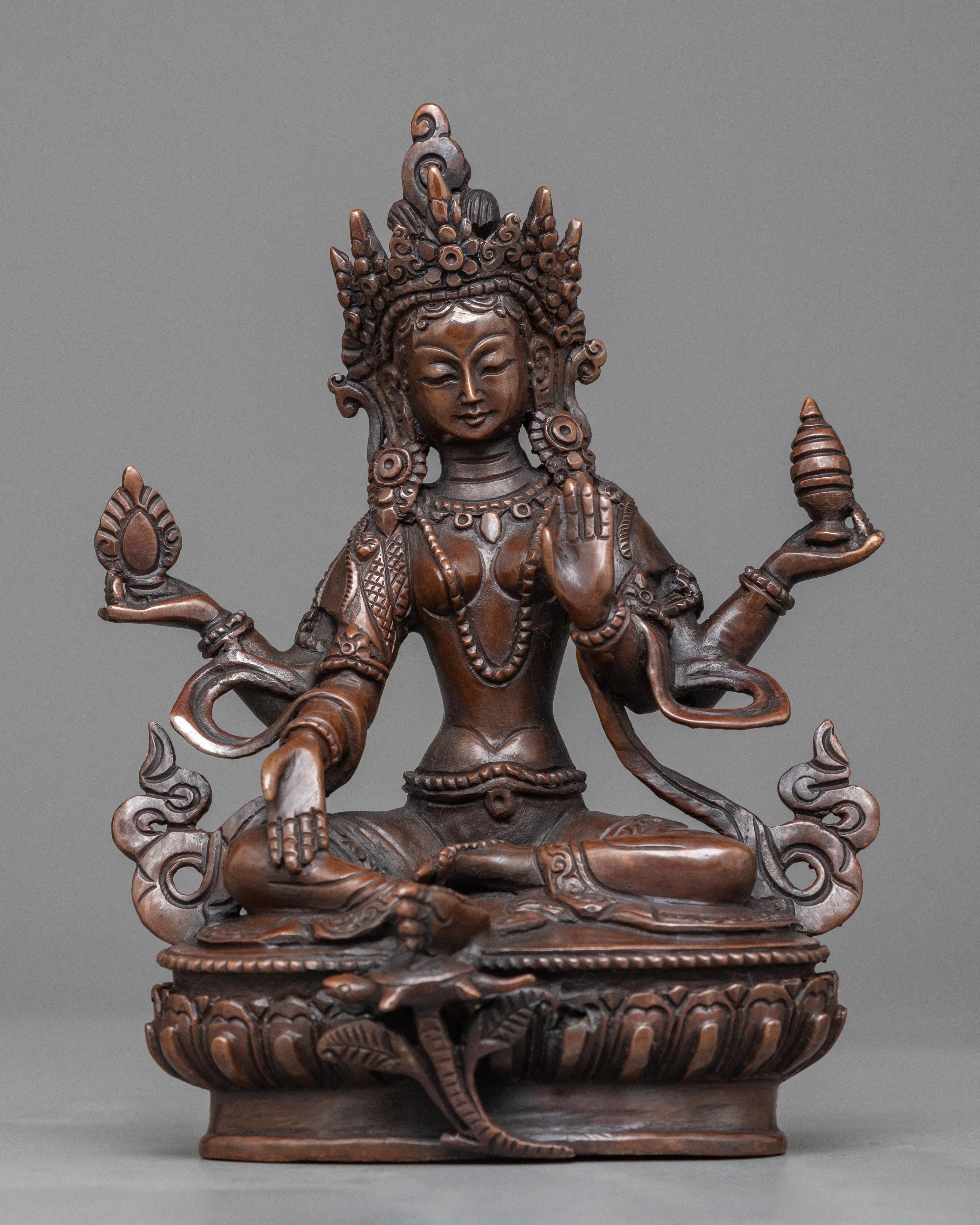 Graceful Laxmi Mata Oxidized Copper Sculpture | Goddess of Wealth and