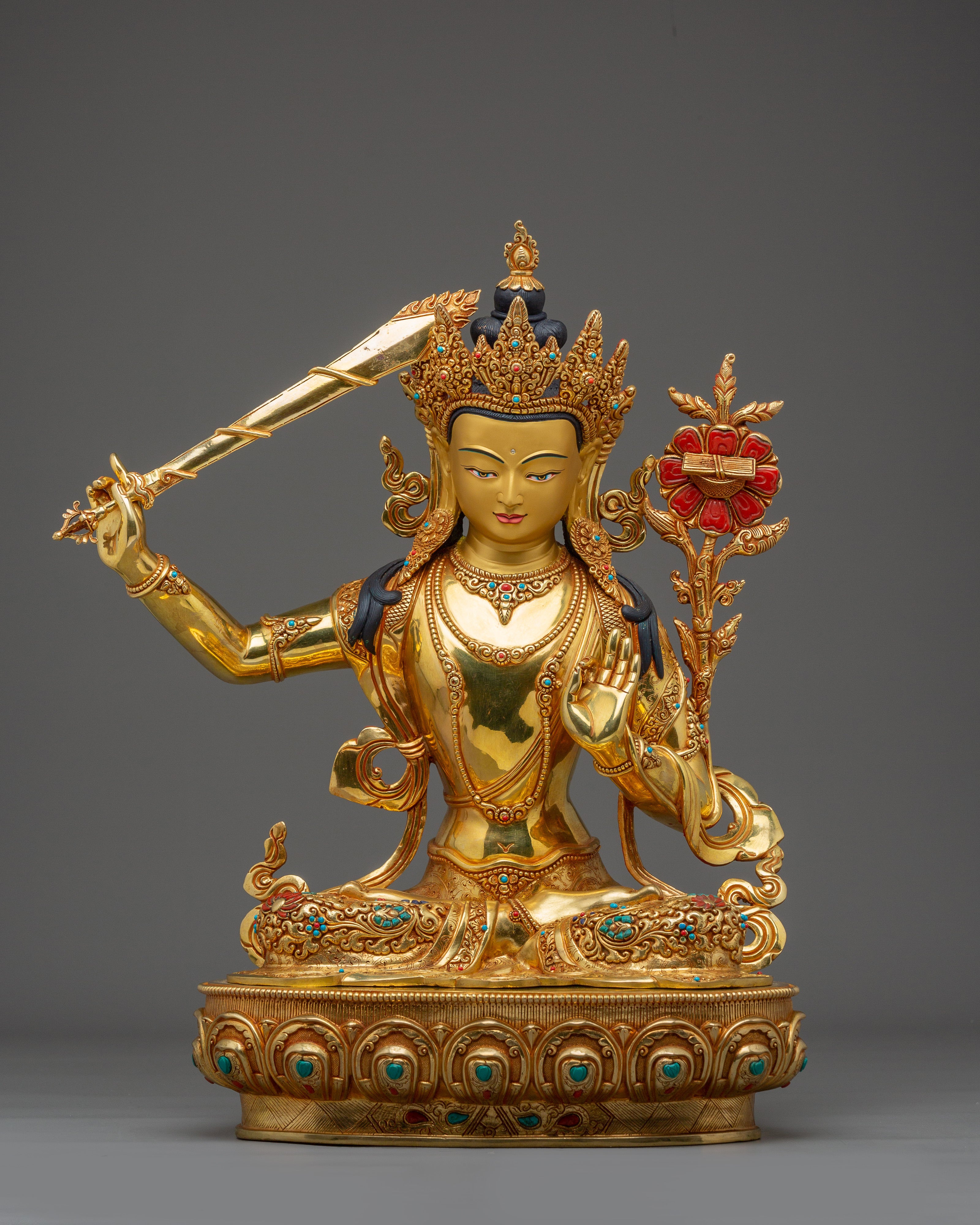 Dharma Protector Manjushri Sculpture | Bodhisattva of Knowledge