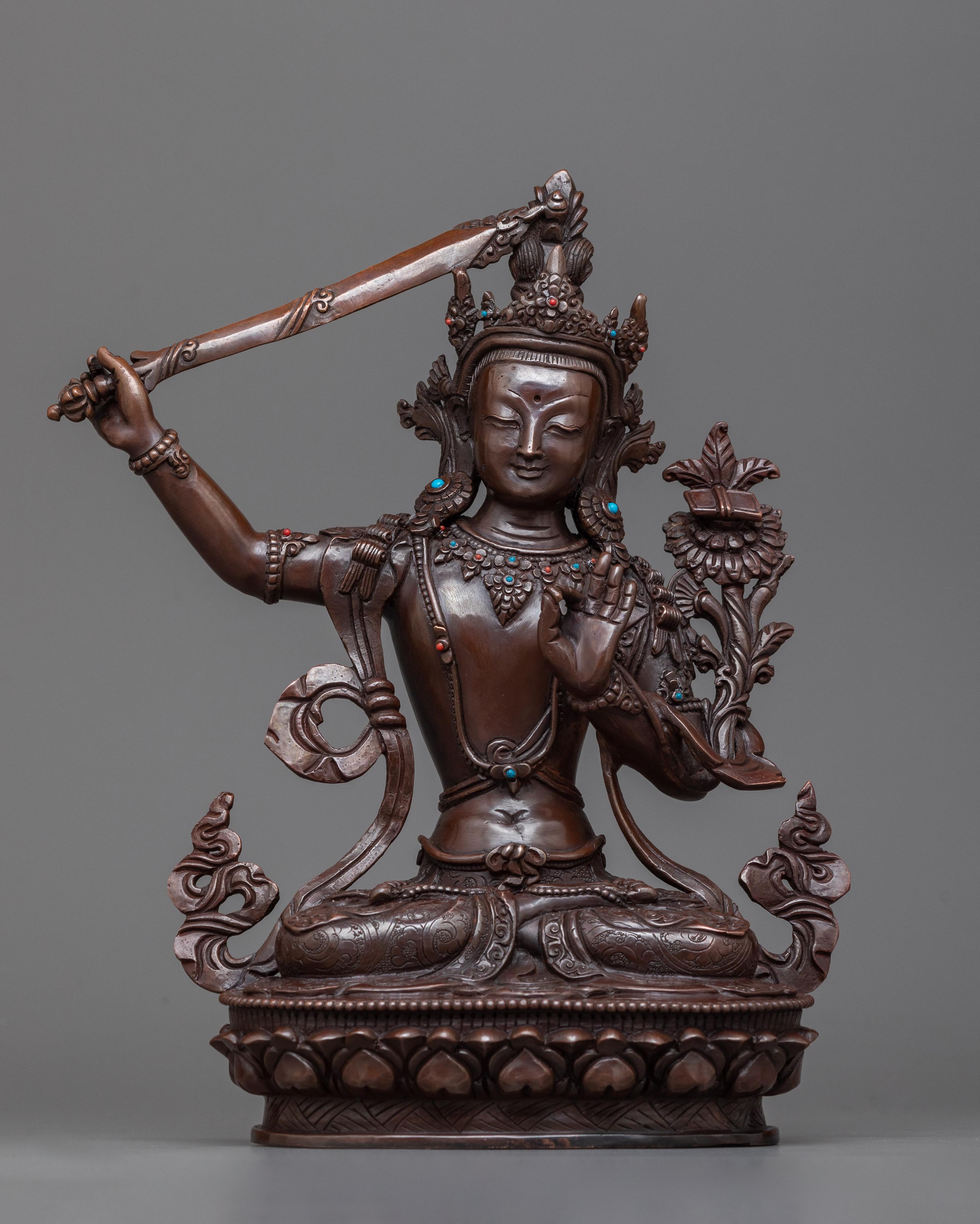 Manjushri with Flaming Sword Masterpiece | Traditionally Hand-made Scu
