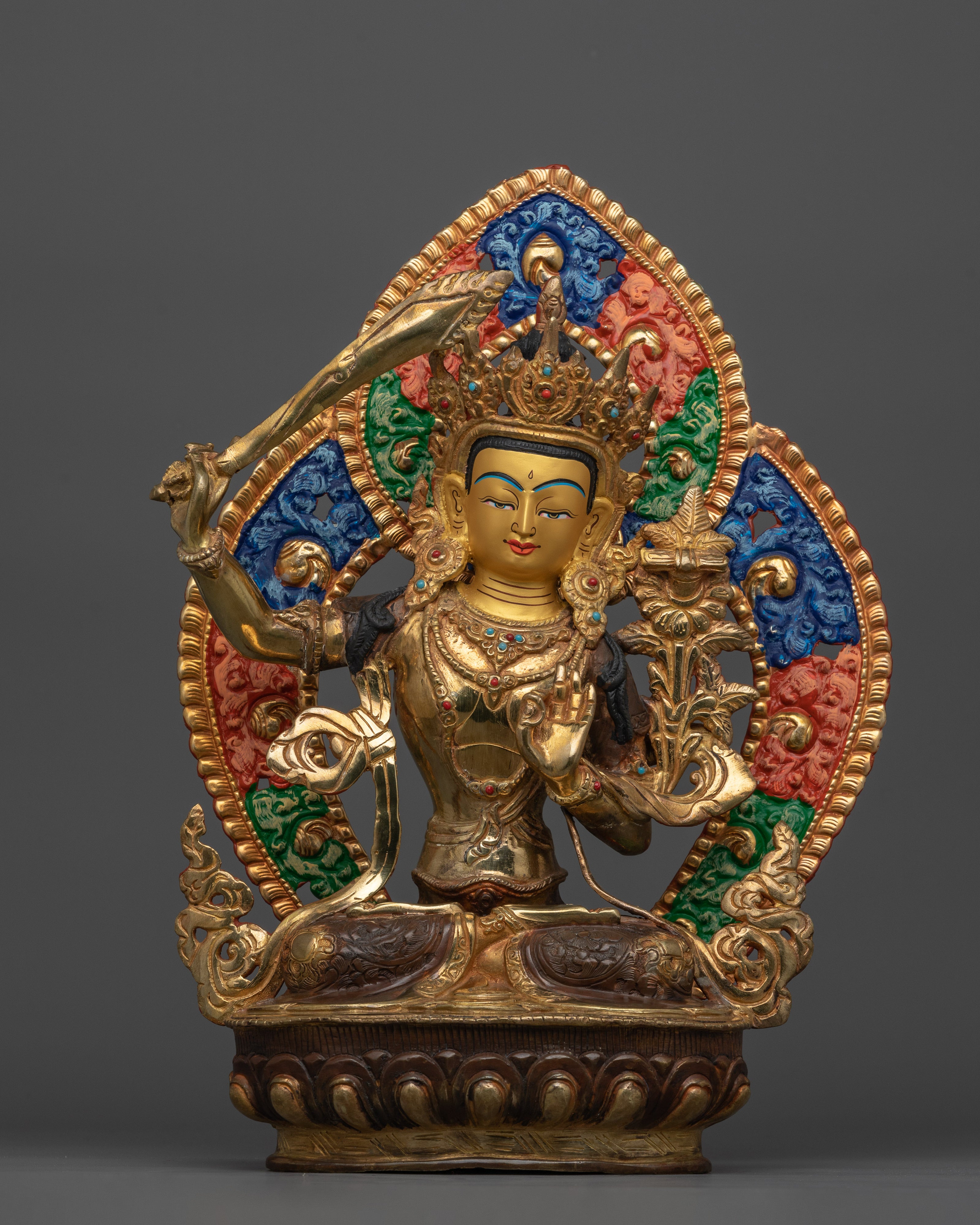Spiritual and Youthful Manjushri Statue "The Bodhisattva of Wisdom"