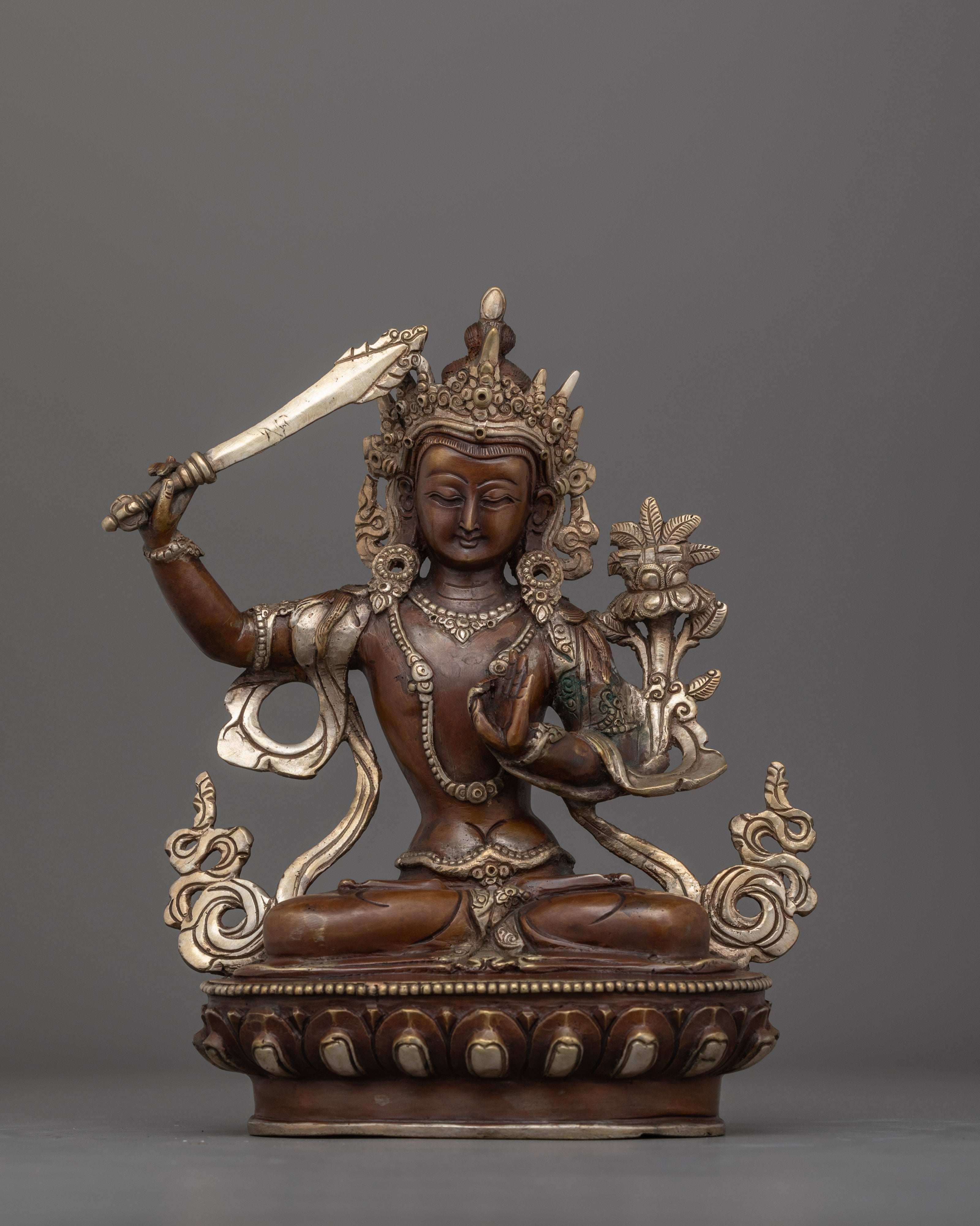 Manjushri with Sword of Awareness Statue | Buddhist Protector of Wisdo