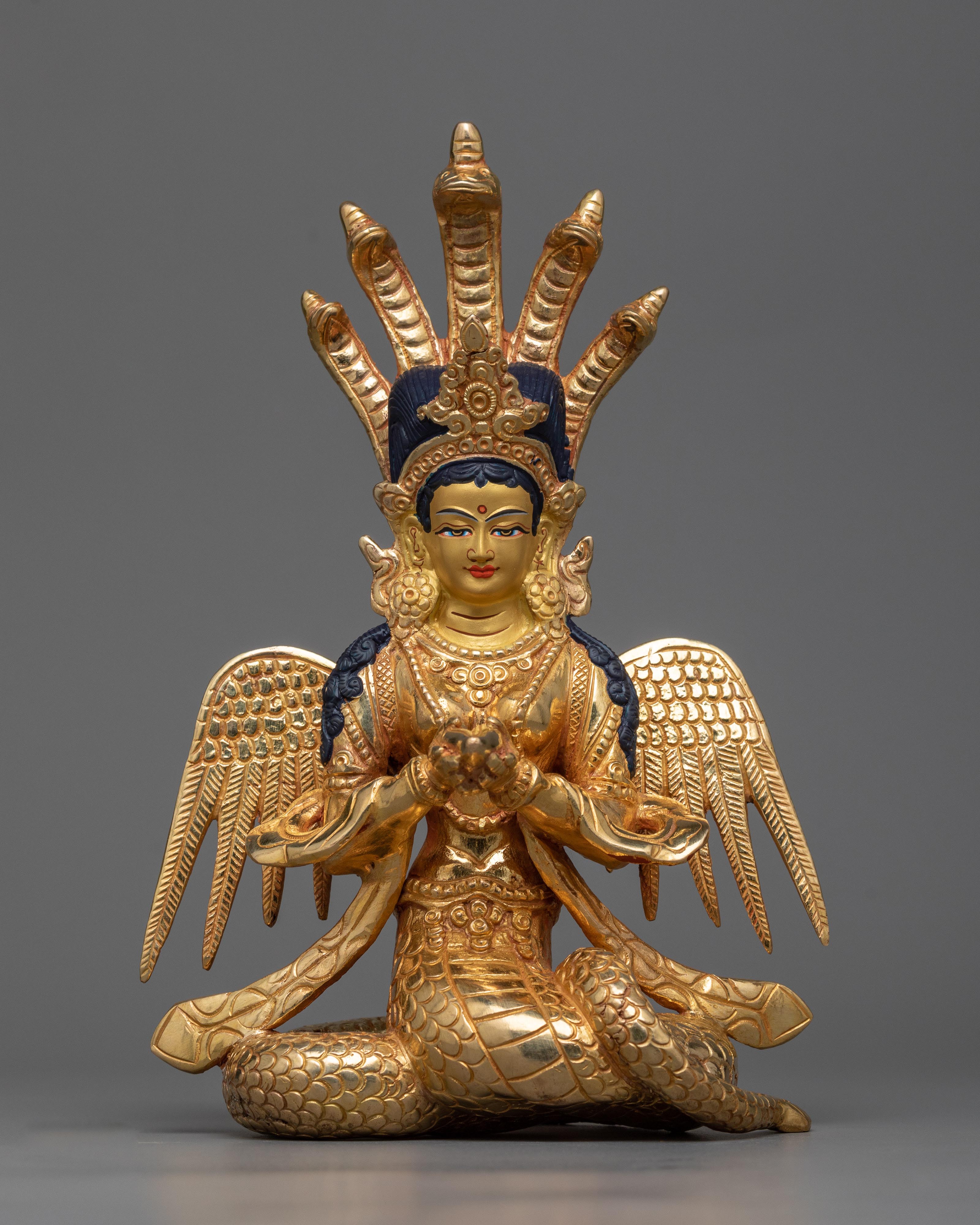 Naga Kanya Gilt Statue | Serpent Goddess of Benevolence