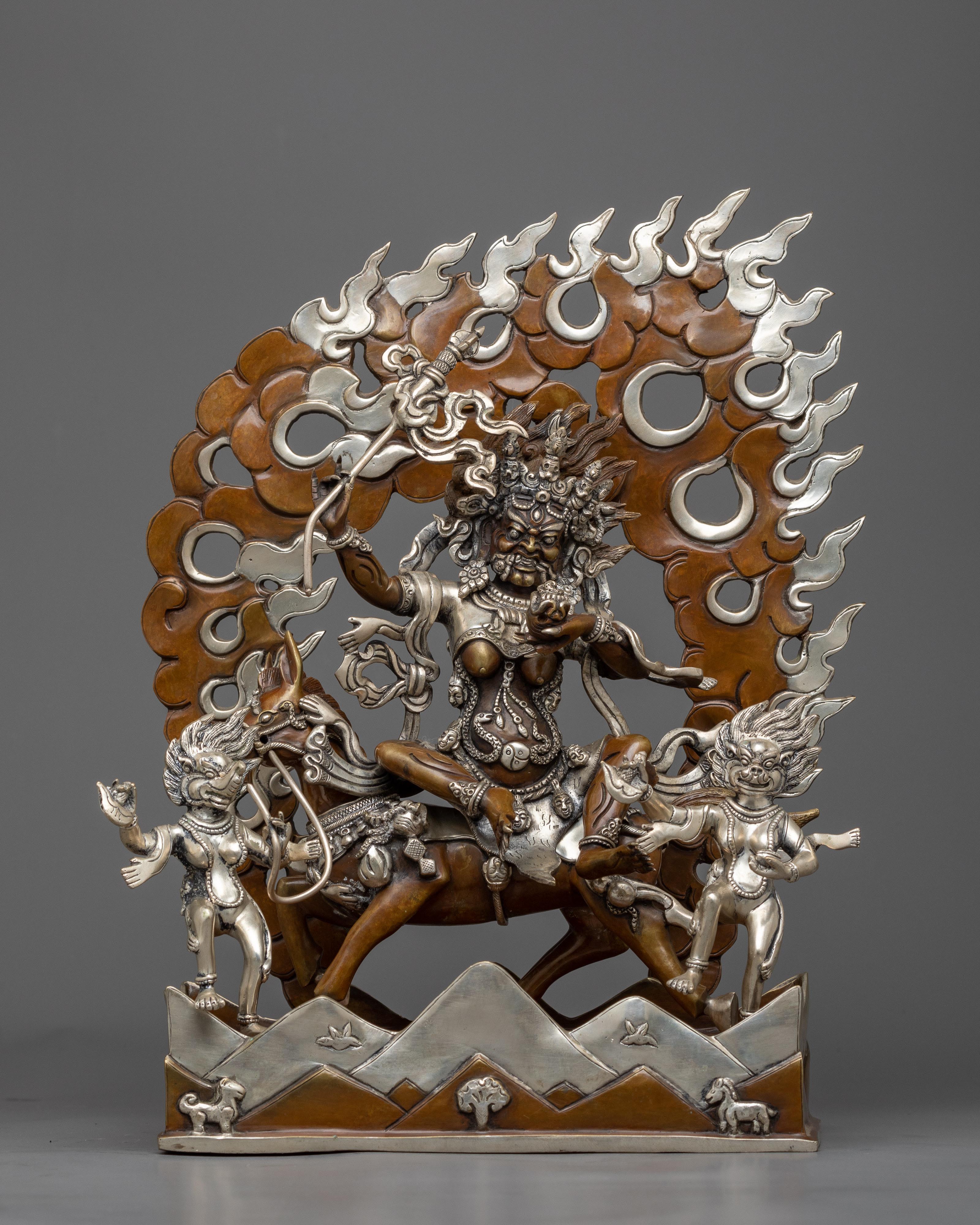 Palden Lhamo Sculpture for Home Shrine | Guardian of the Dharma and Da