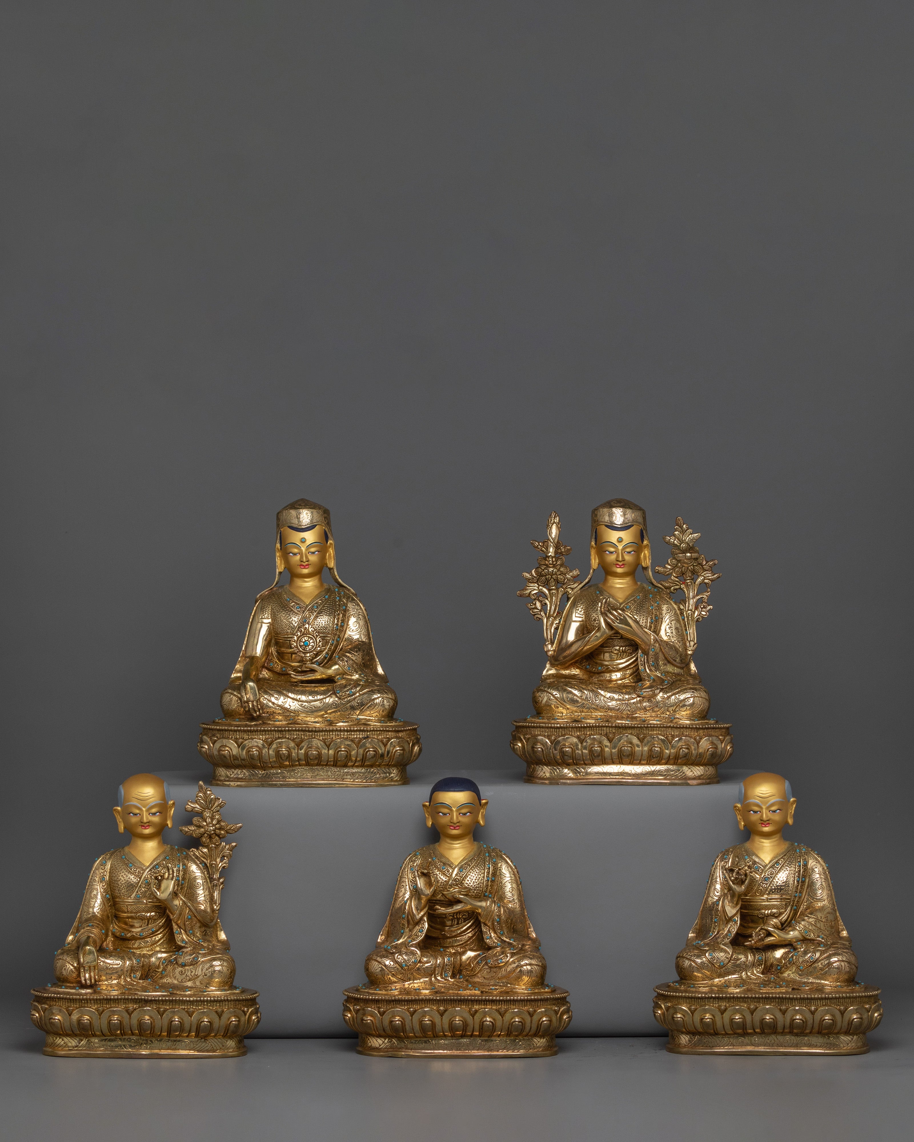 Handcrafted Shakya Master Set | Five Shakya Master Statue