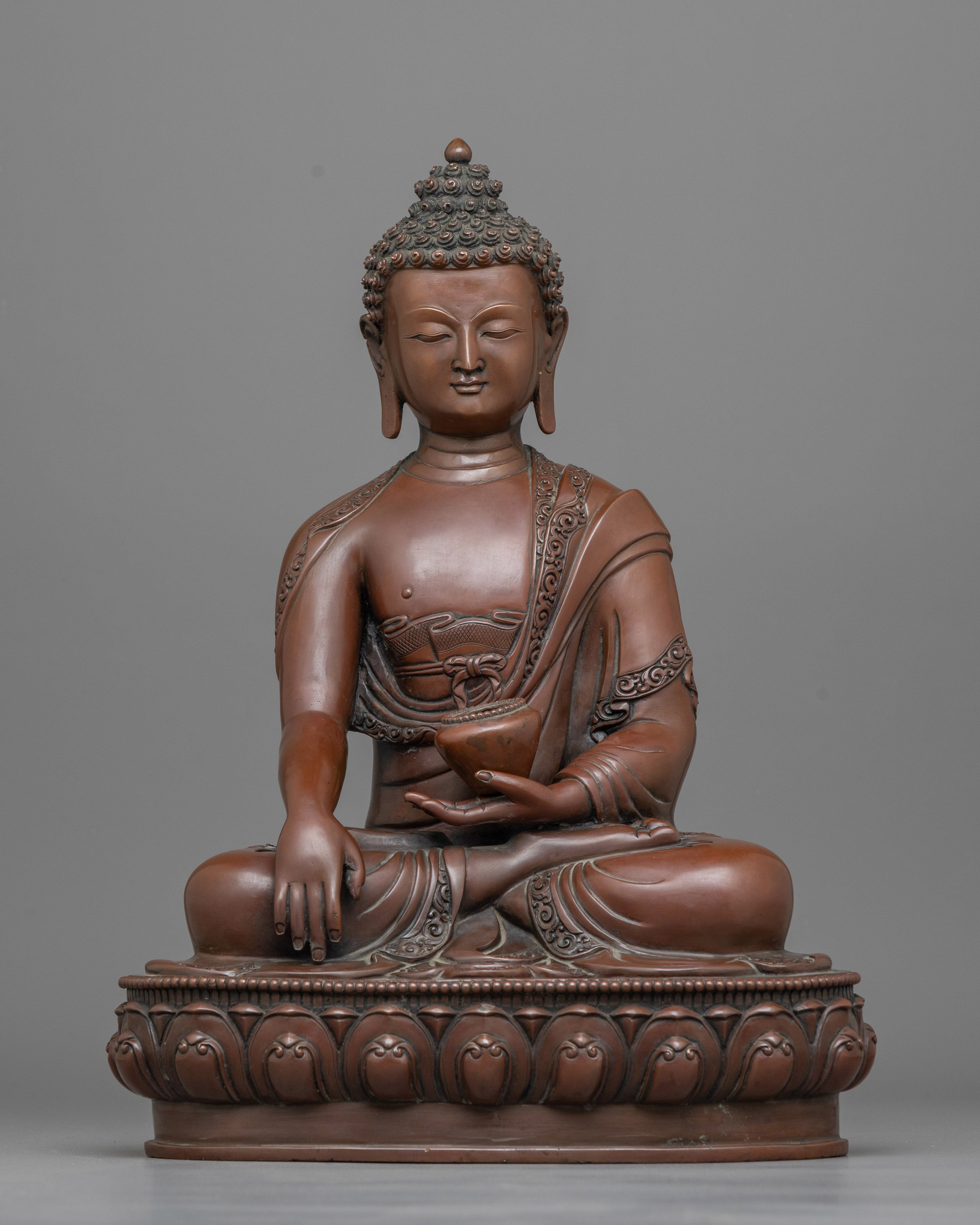 Shakyamuni Buddha Brown Sculpture for Shrine | Symbol of Enlightenment